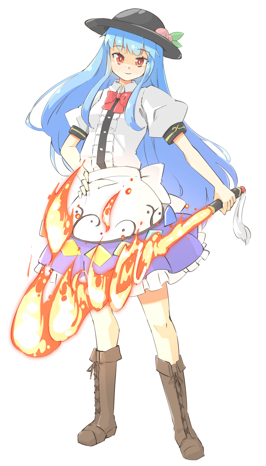 The Big ImageBoard (TBIB) - 1girl arnest black headwear blue hair blue skirt blush boots brown ...