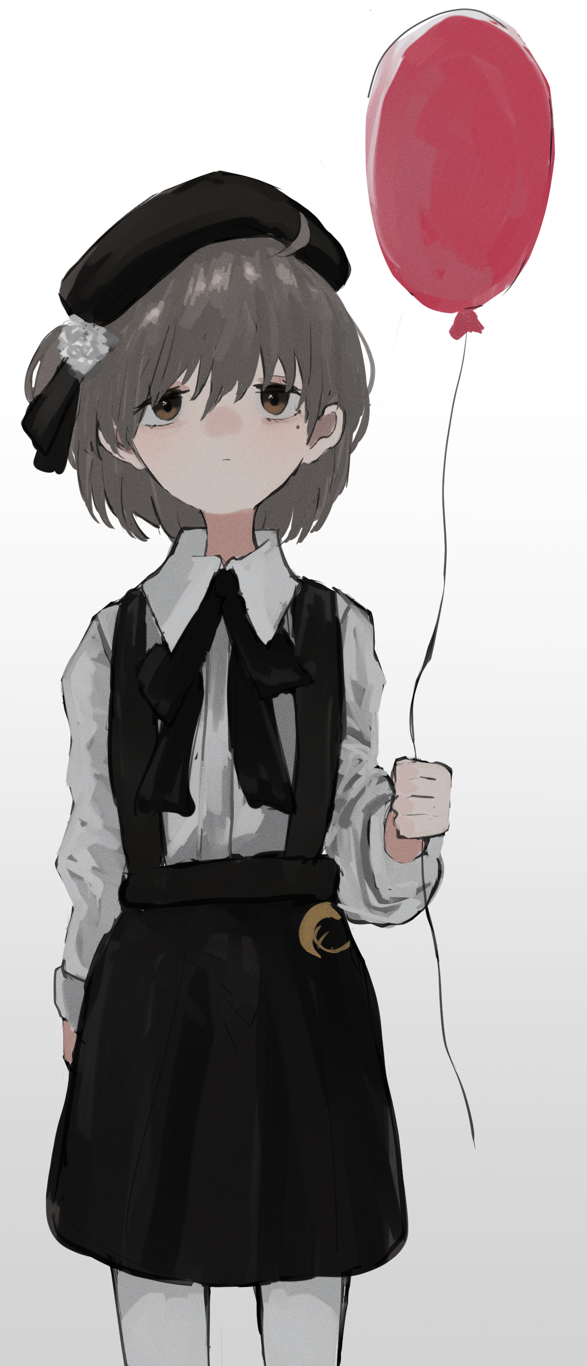 The Big ImageBoard (TBIB) - 1girl absurdres balloon beret black bow black bowtie black headwear ...