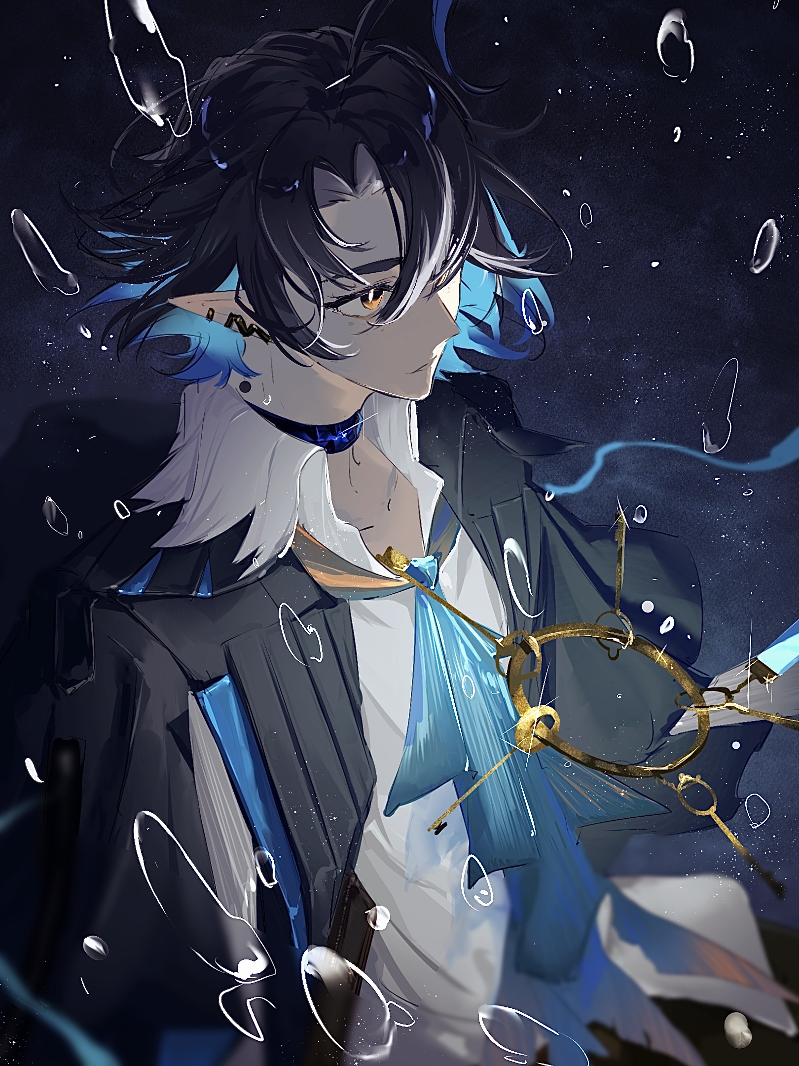 The Big ImageBoard (TBIB) - 1boy arknights bishounen black hair blue hair blue neckerchief ...