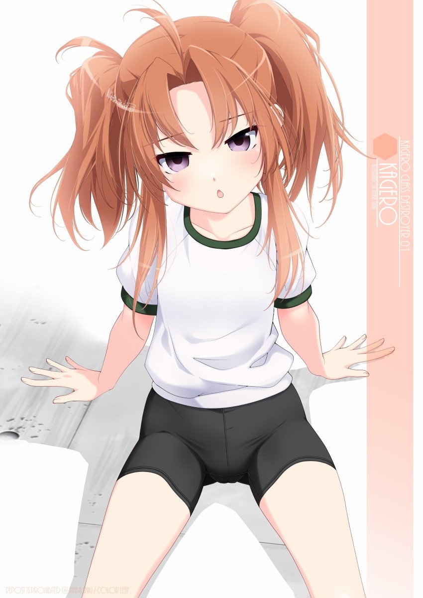 The Big ImageBoard (TBIB) - 1girl ahoge artist name bike shorts black shorts brown hair ...