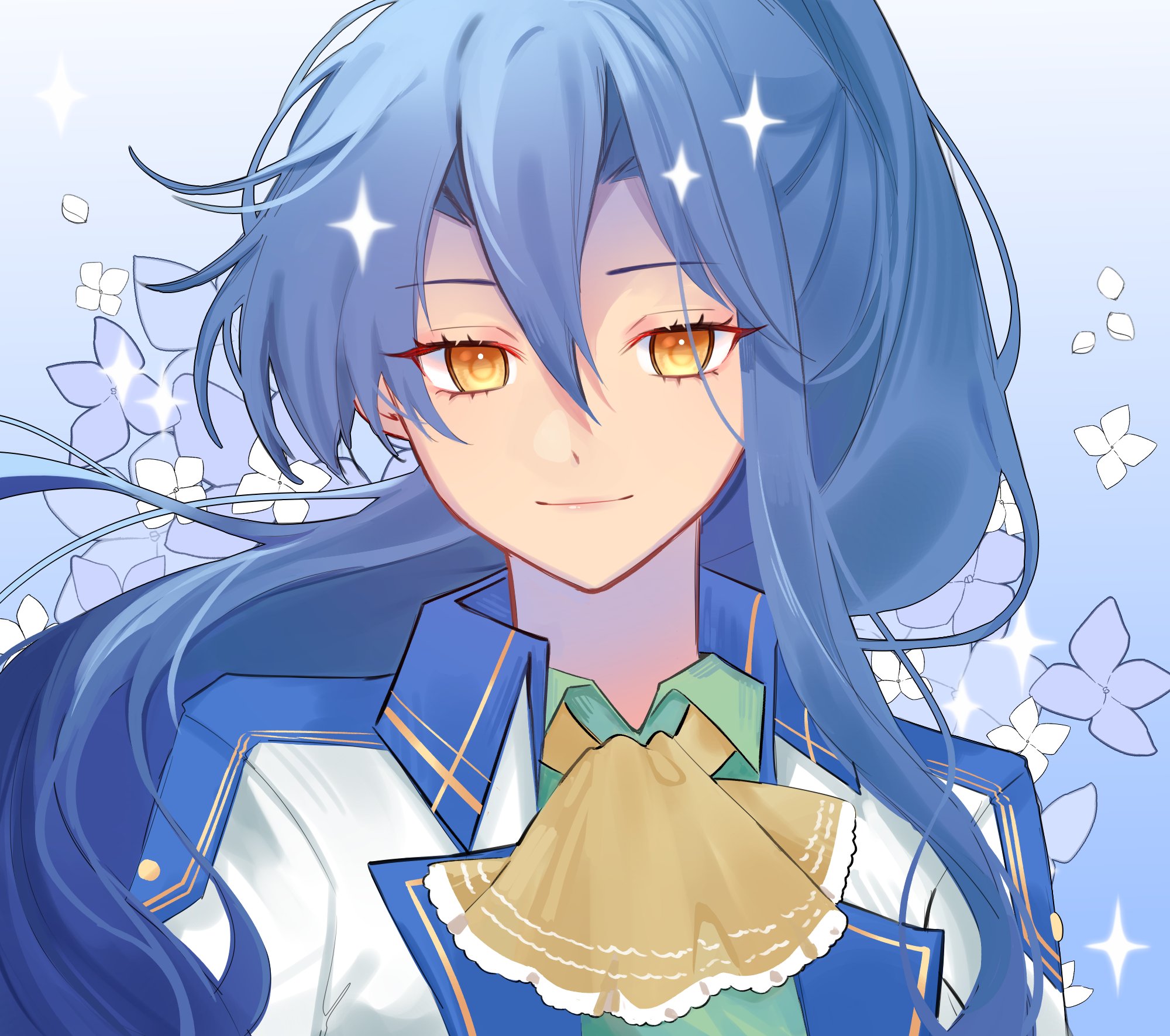 The Big ImageBoard (TBIB) - 1girl blue hair eiyuu densetsu floral ...