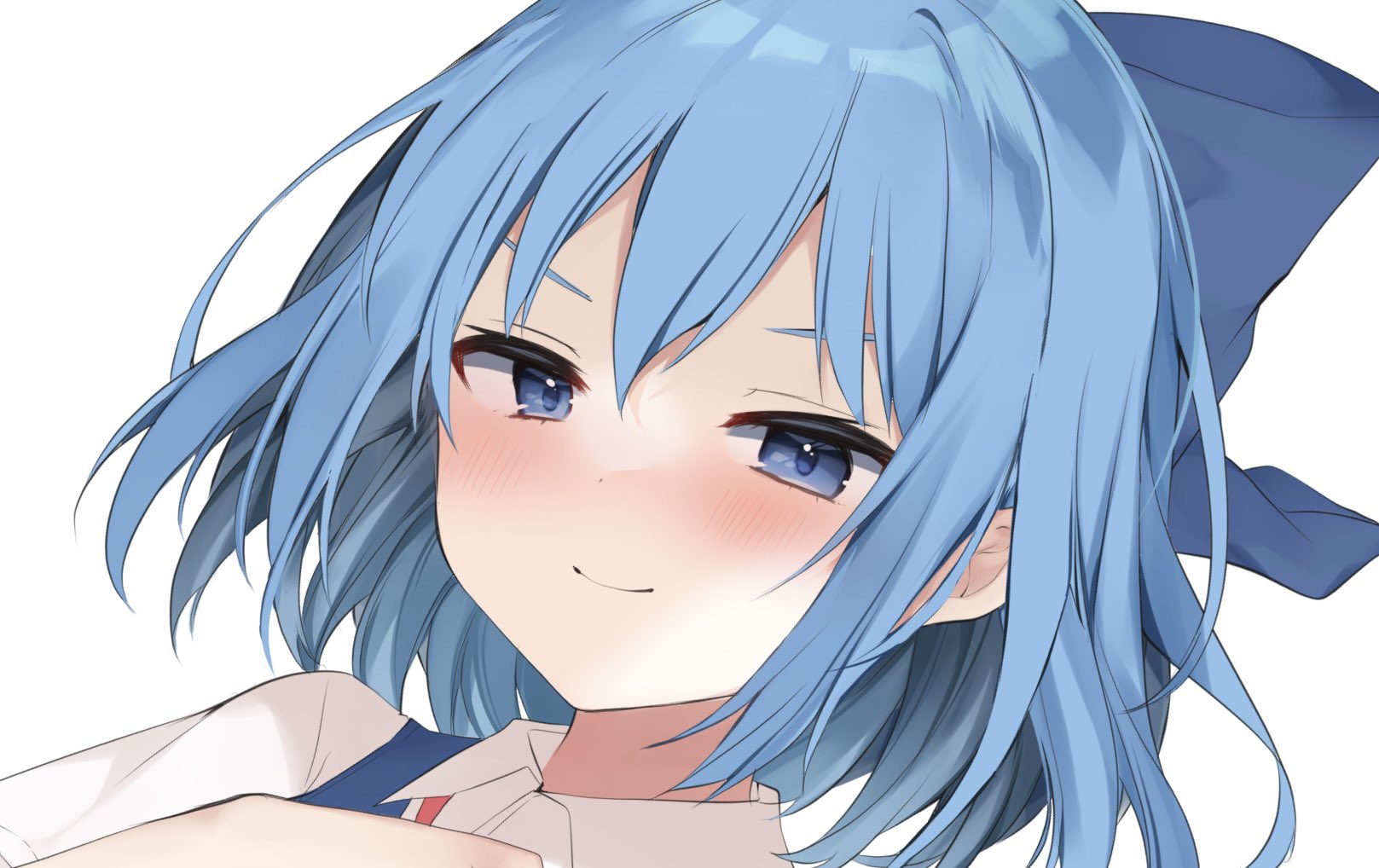 The Big ImageBoard (TBIB) - 1girl blue bow blue eyes blue hair blush bow cirno closed mouth ...