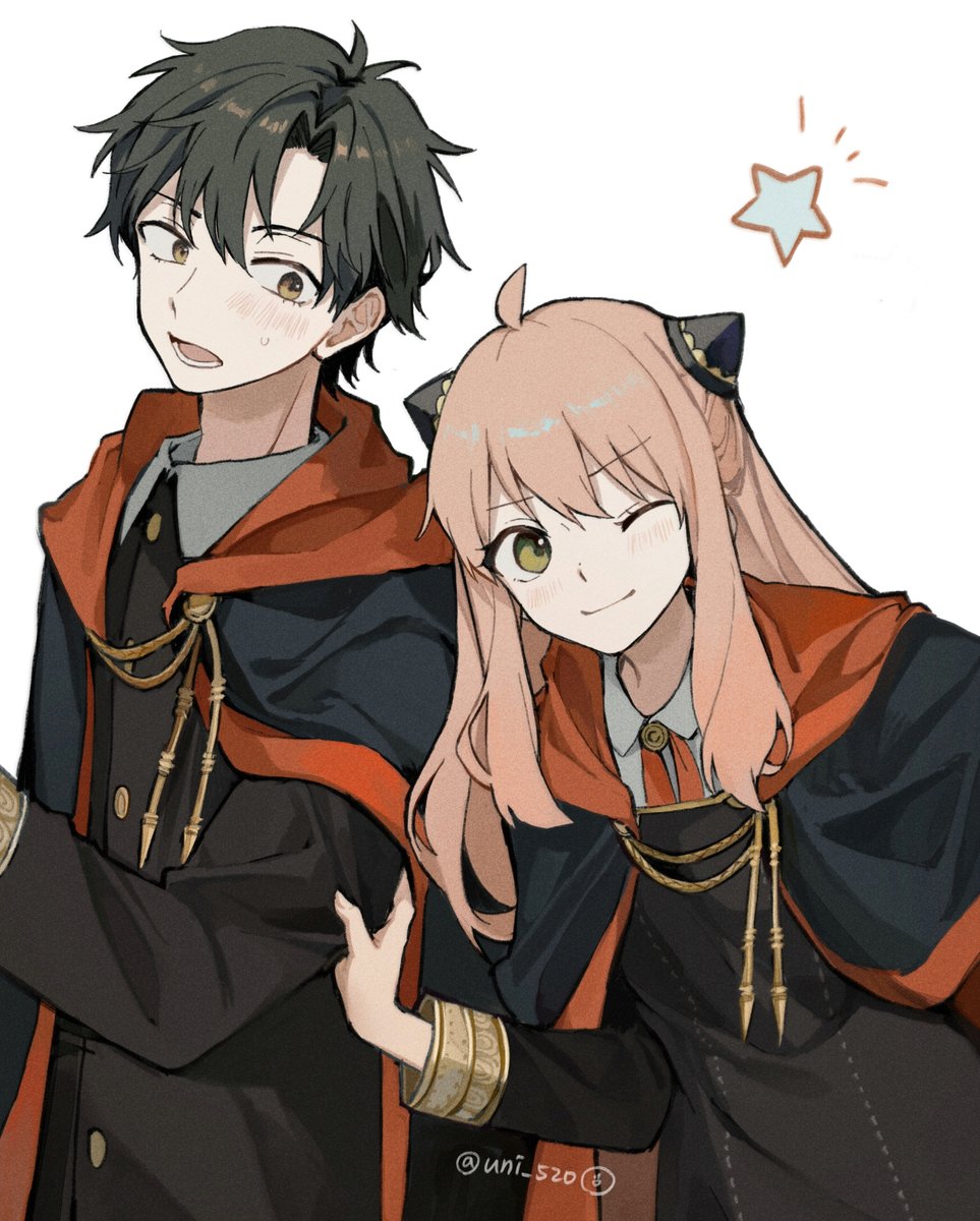 The Big ImageBoard (TBIB) - 1boy 1girl ahoge anya (spy x family) artist name bangs black cape ...