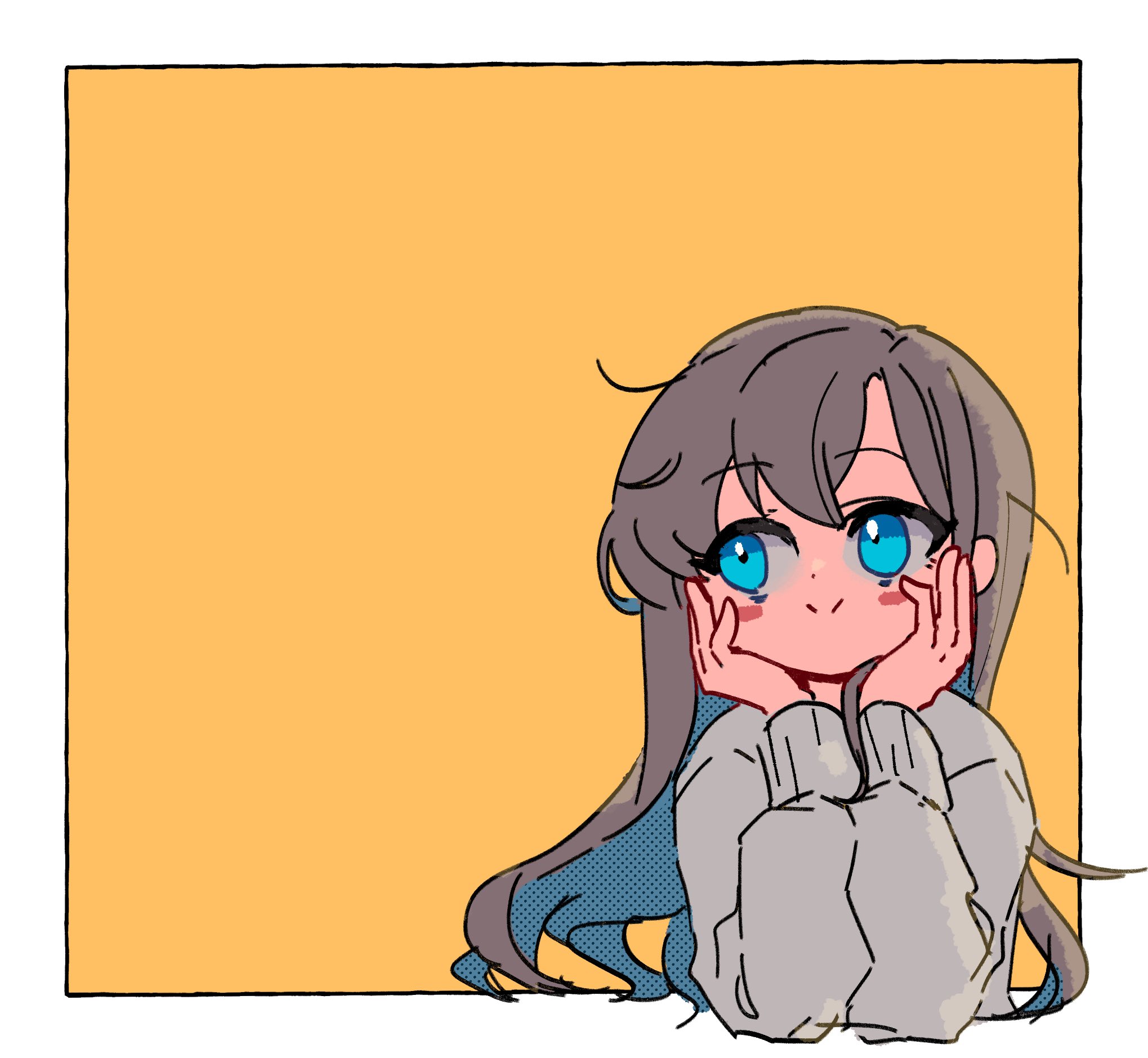 The Big ImageBoard (TBIB) - 1girl blue eyes blush stickers closed mouth commentary request grey ...