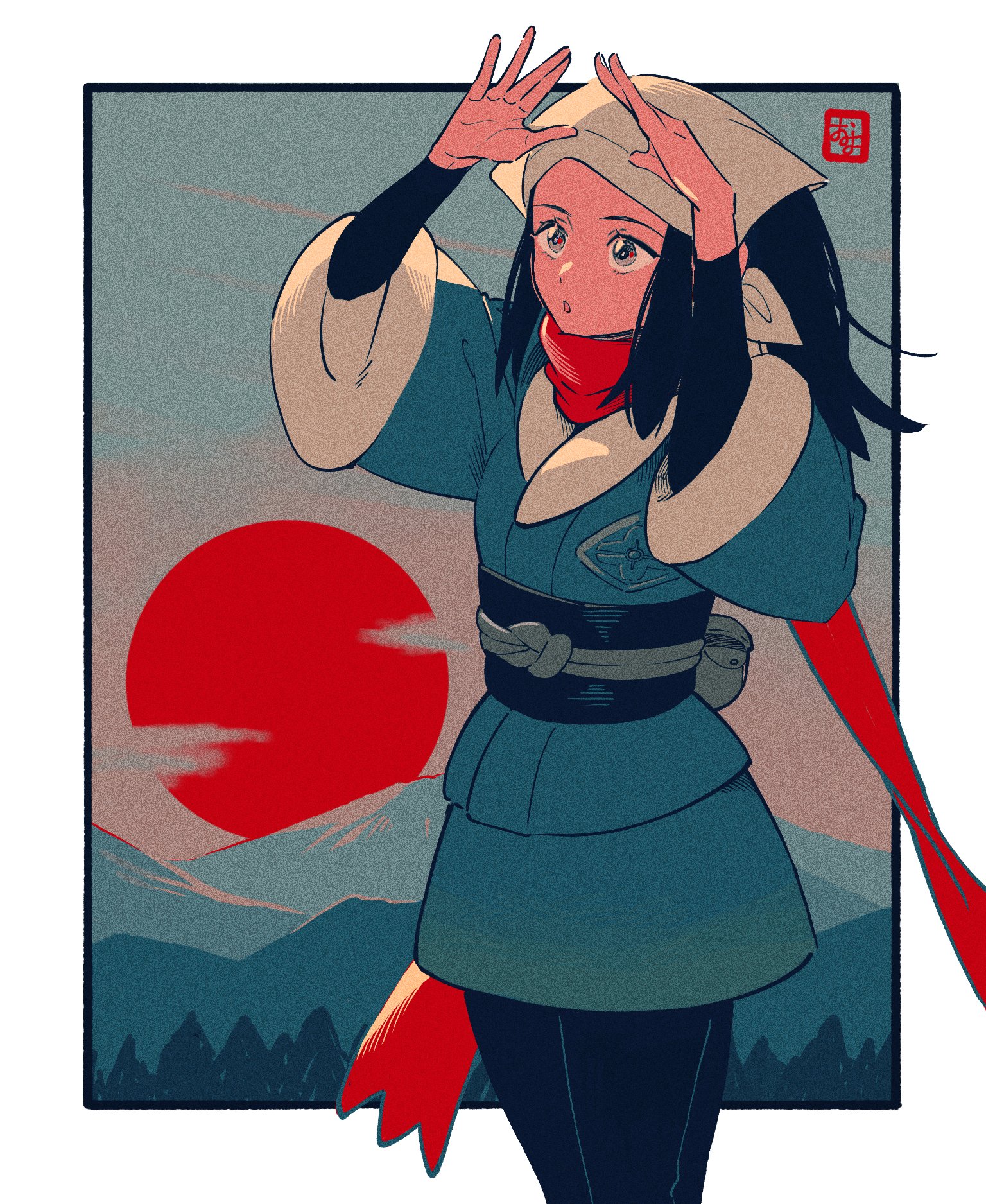 The Big ImageBoard (TBIB) - 1girl :o akari (pokemon) arms up black hair black pantyhose black ...