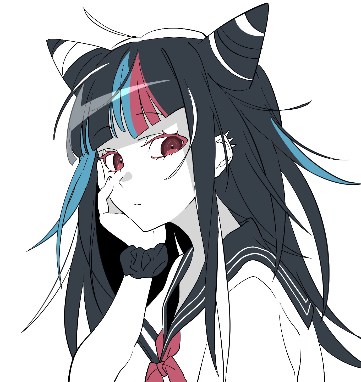 The Big ImageBoard (TBIB) - 1girl arare (op ed 000) bangs black hair black sailor collar black ...