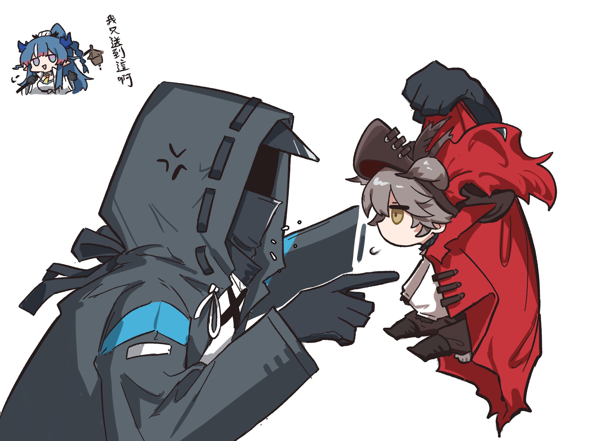 The Big ImageBoard (TBIB) - 1boy 1girl 1other anger vein arknights black gloves black headwear ...