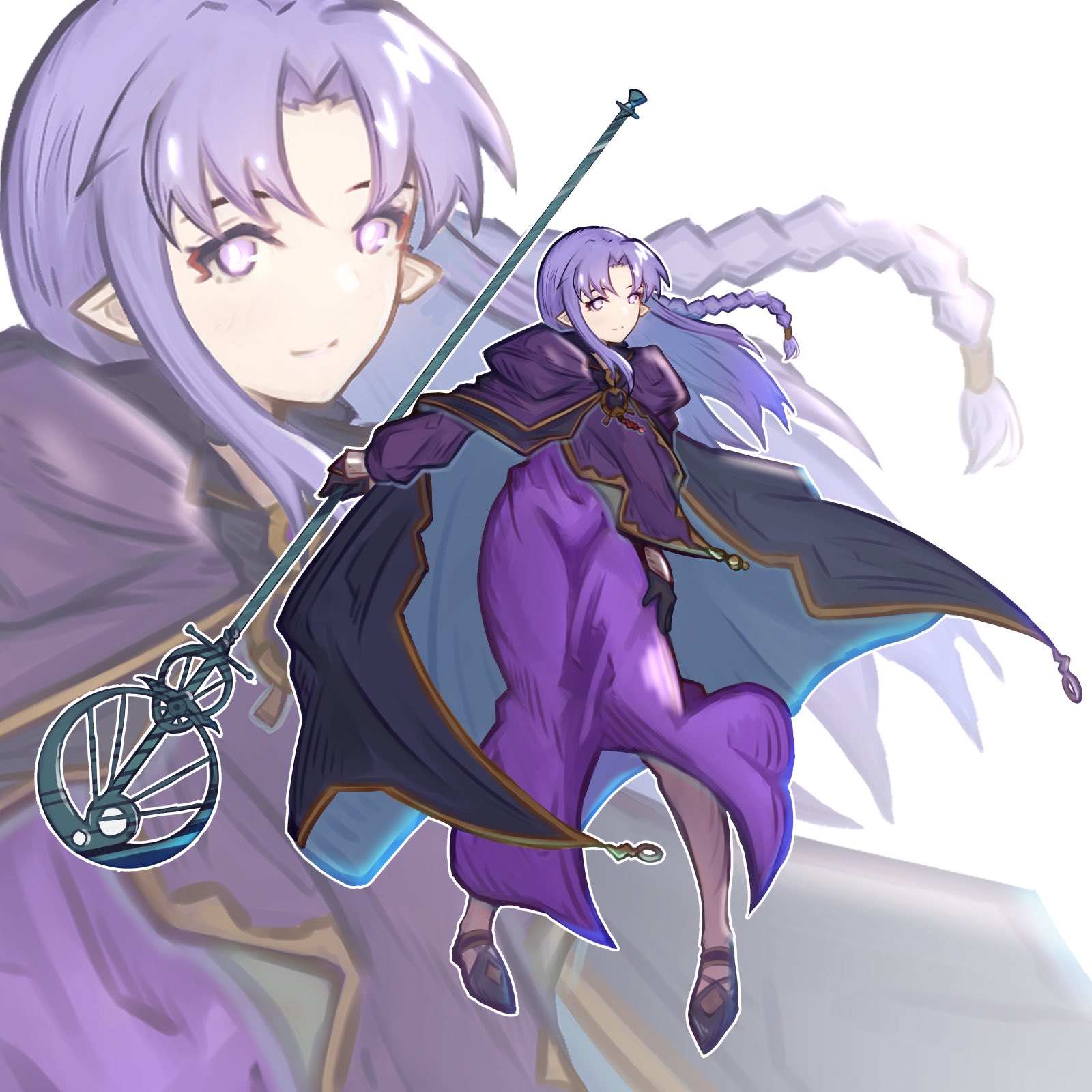 The Big ImageBoard (TBIB) - 1girl blue eyes blue hair braid cape dress ...