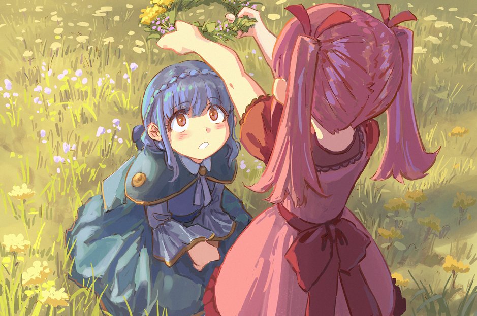 The Big ImageBoard (TBIB) - 2girls aged down blue hair blush braid capelet child commentary ...