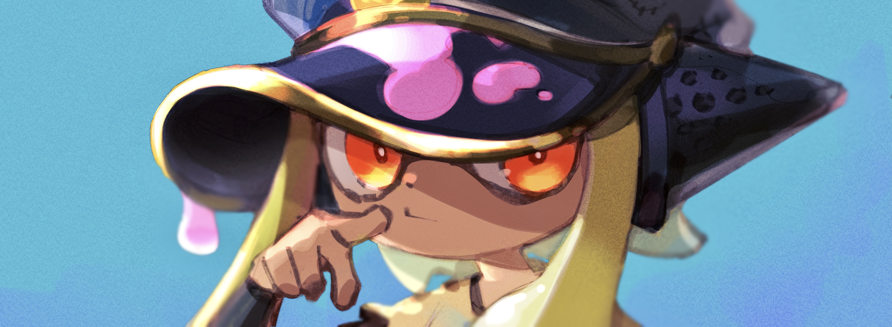 The Big ImageBoard (TBIB) - 1girl agent 3 (splatoon) blonde hair blue background closed mouth ...