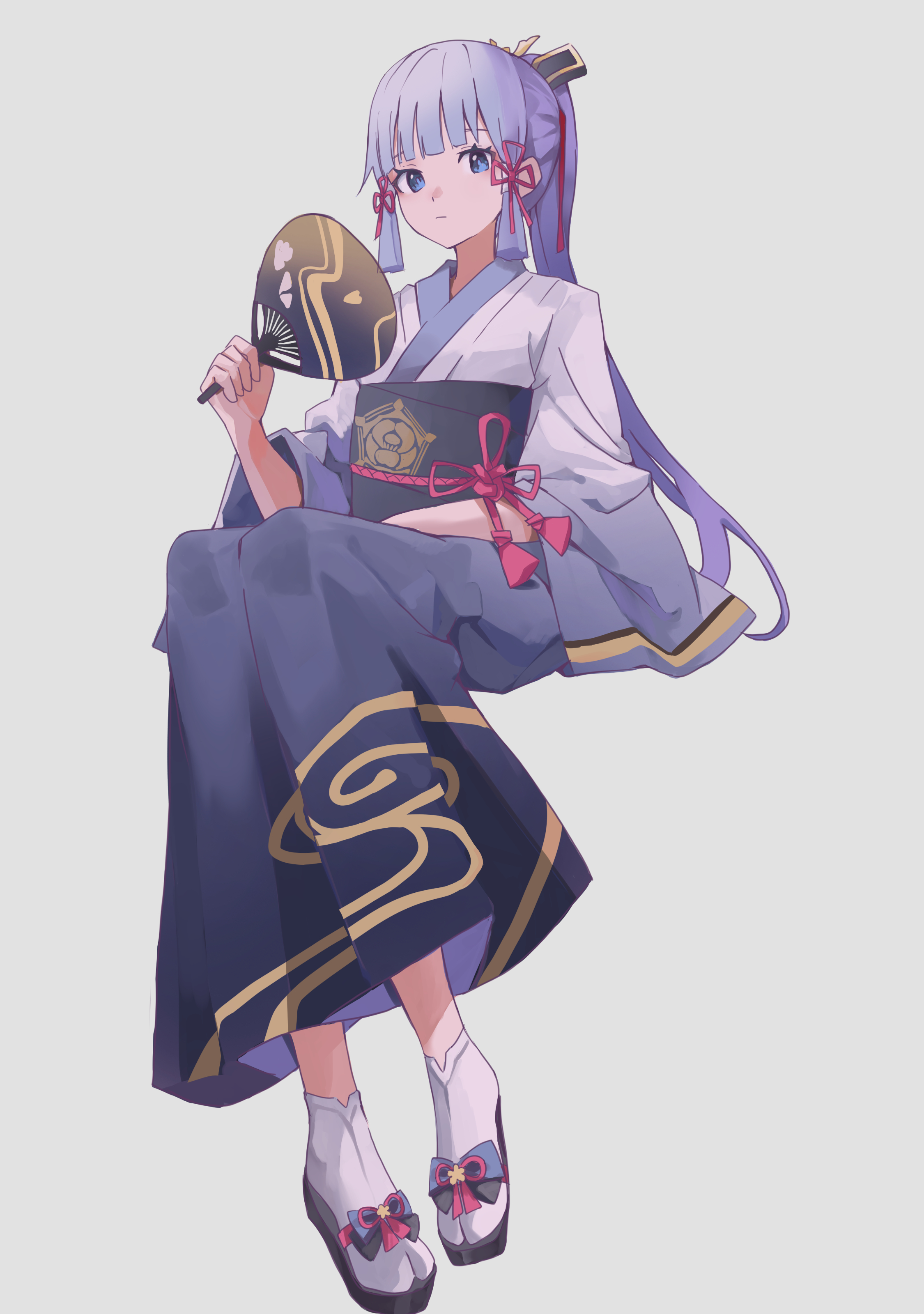 The Big ImageBoard (TBIB) - 1girl absurdres alternate costume bangs black kimono blue eyes blue ...