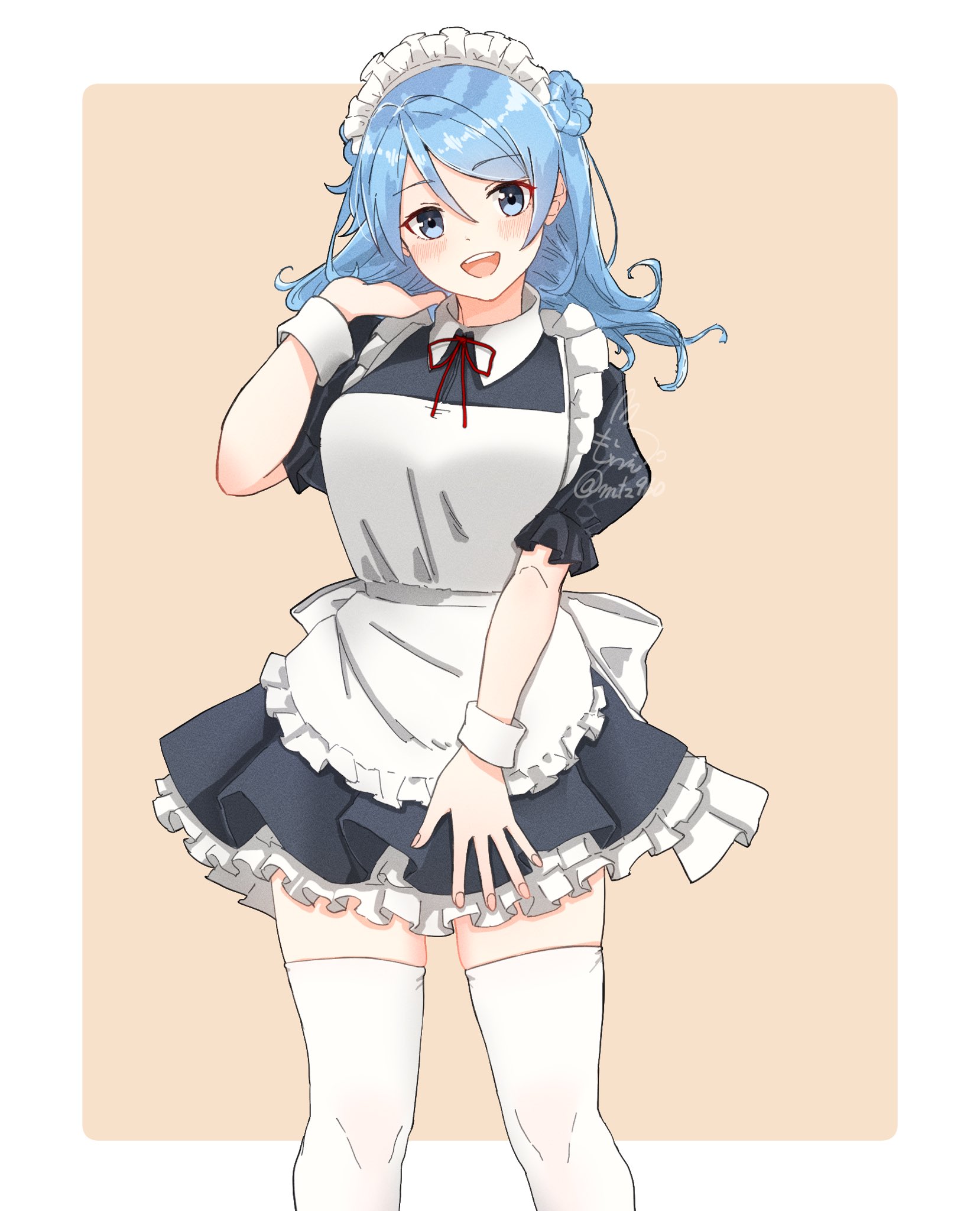 The Big ImageBoard (TBIB) - 1girl alternate costume apron black dress blue eyes blue hair blush ...