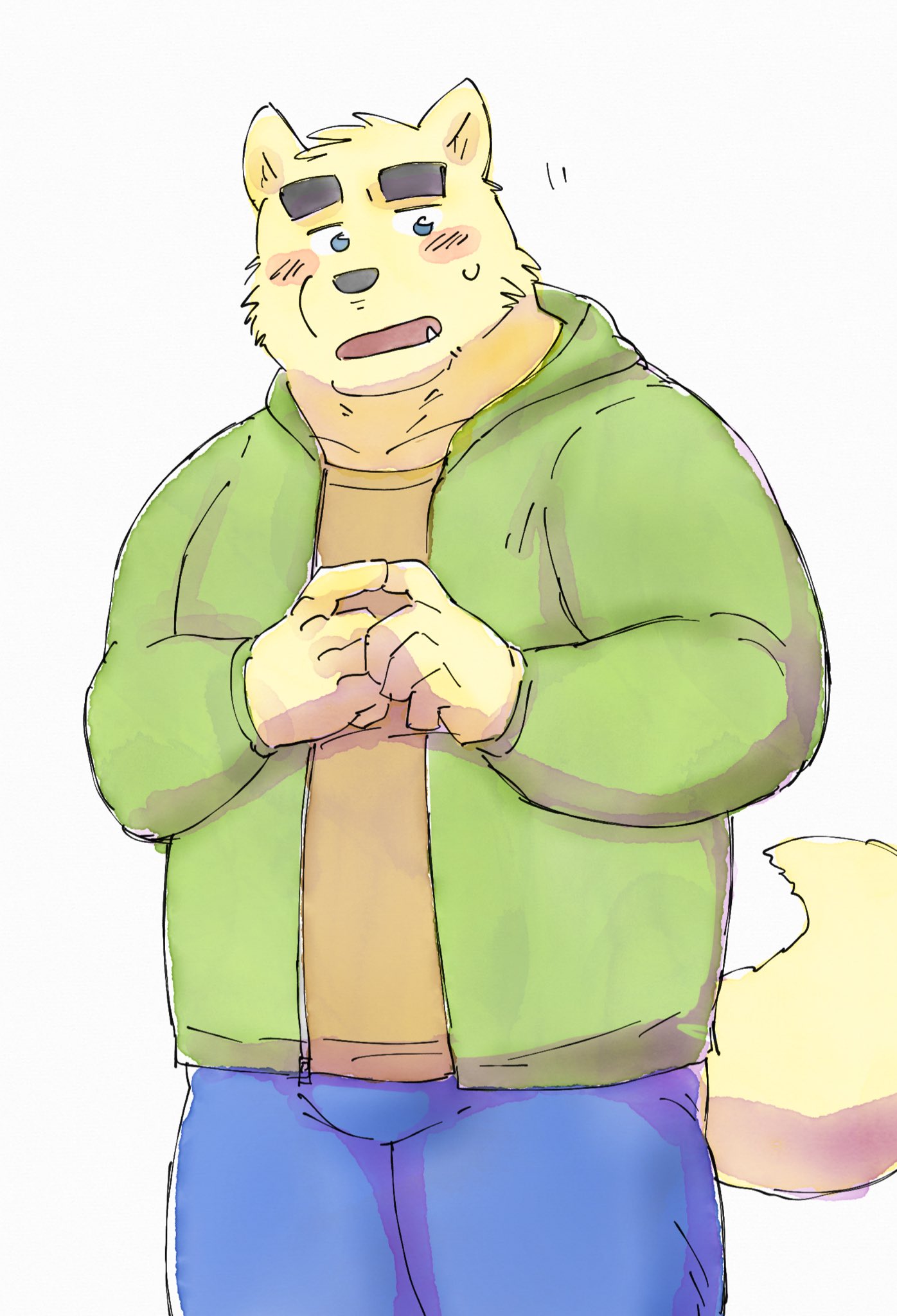 The Big ImageBoard (TBIB) - 2022 anthro black nose blush bottomwear canid canine canis clothing ...