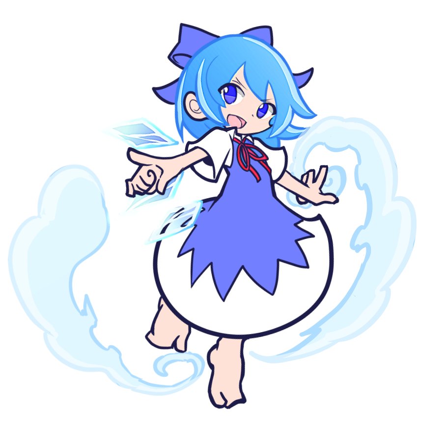 The Big ImageBoard (TBIB) - 1girl :d barefoot blue bow blue dress blue eyes blue hair bow cirno ...