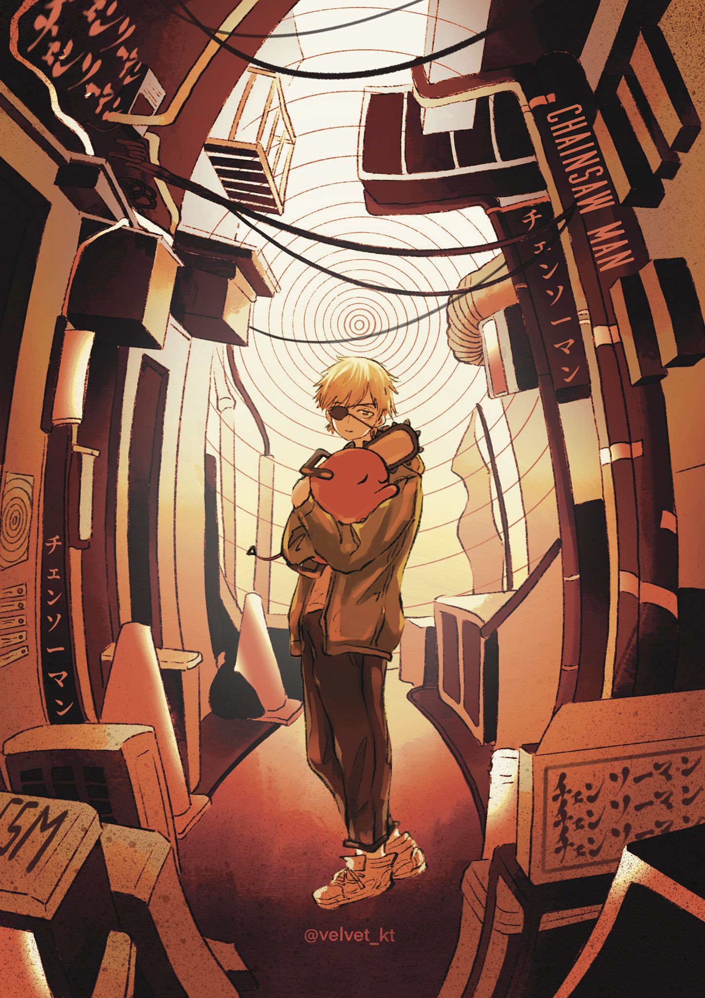 The Big ImageBoard (TBIB) - 1boy blonde hair carrying chainsaw chainsaw ...
