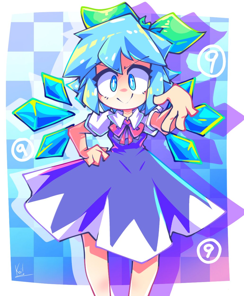 The Big ImageBoard (TBIB) - 1girl blue dress blue eyes blue hair blue pupils bow chibi cirno ...