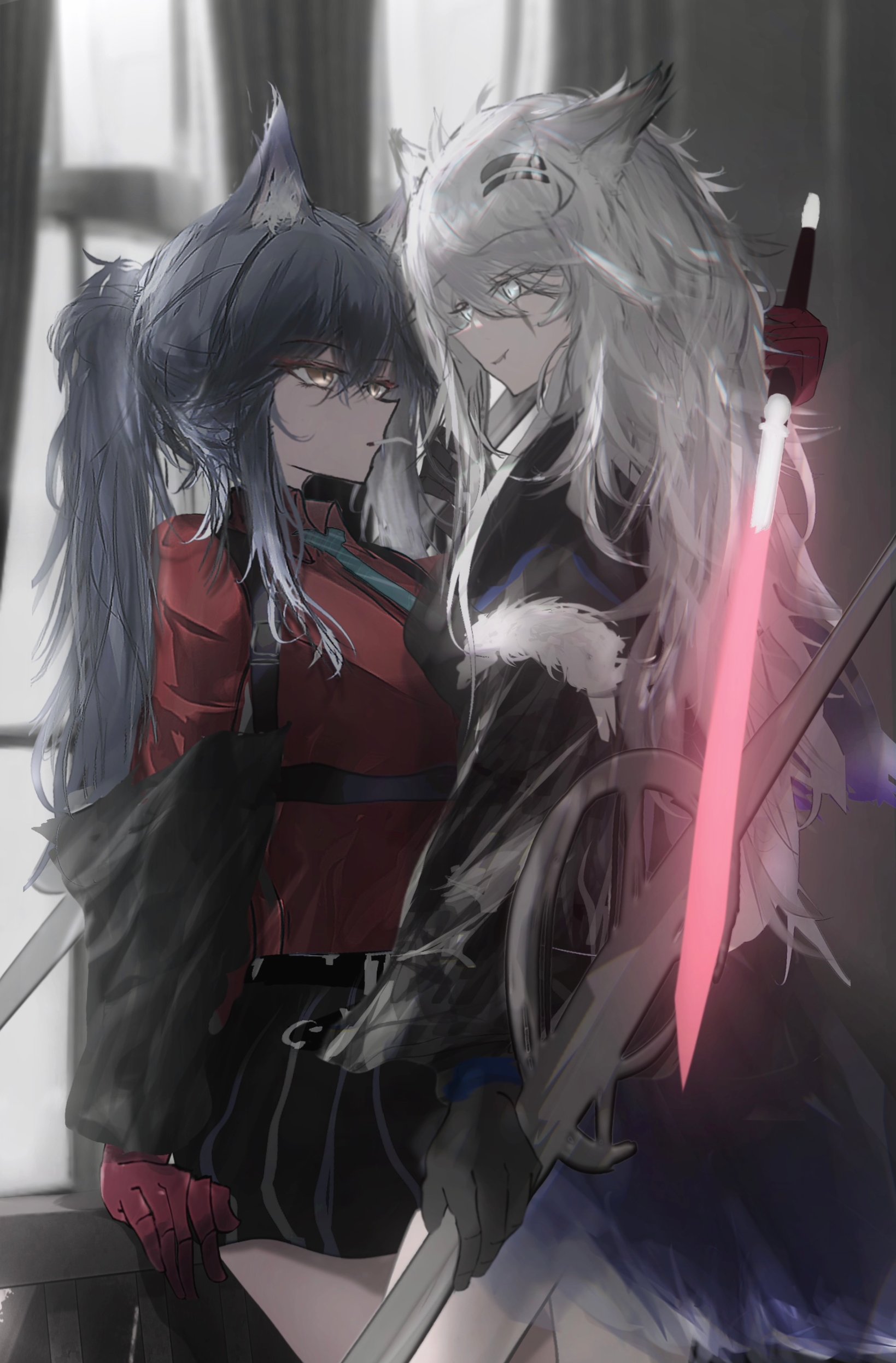 The Big ImageBoard (TBIB) - 2girls absurdres animal ear fluff animal ears arknights bad id bad ...