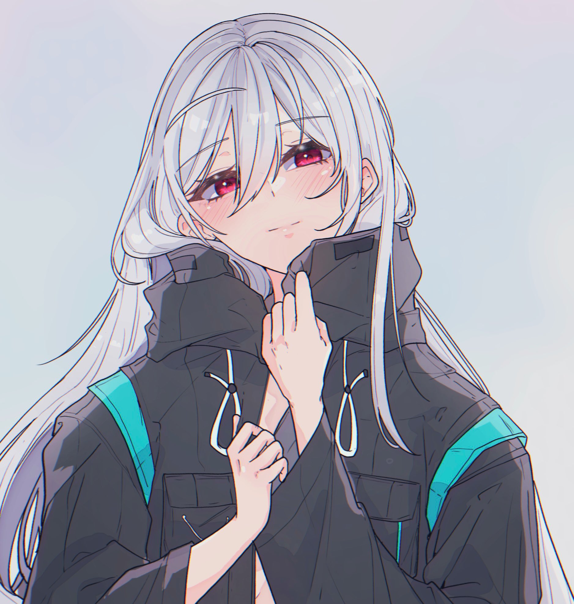 The Big ImageBoard (TBIB) - 1girl alternate costume arknights bangs black coat blue background ...