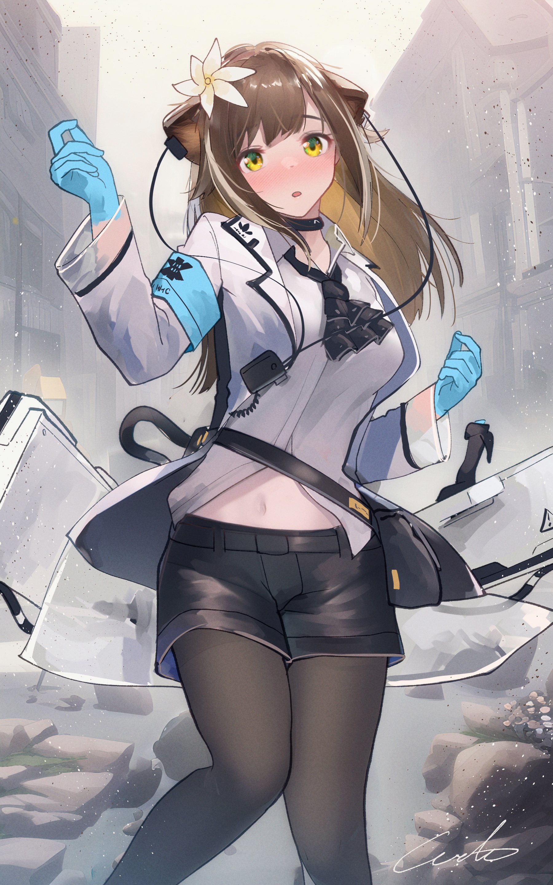 The Big ImageBoard (TBIB) - 1girl absurdres animal ears arknights ascot black ascot black ...