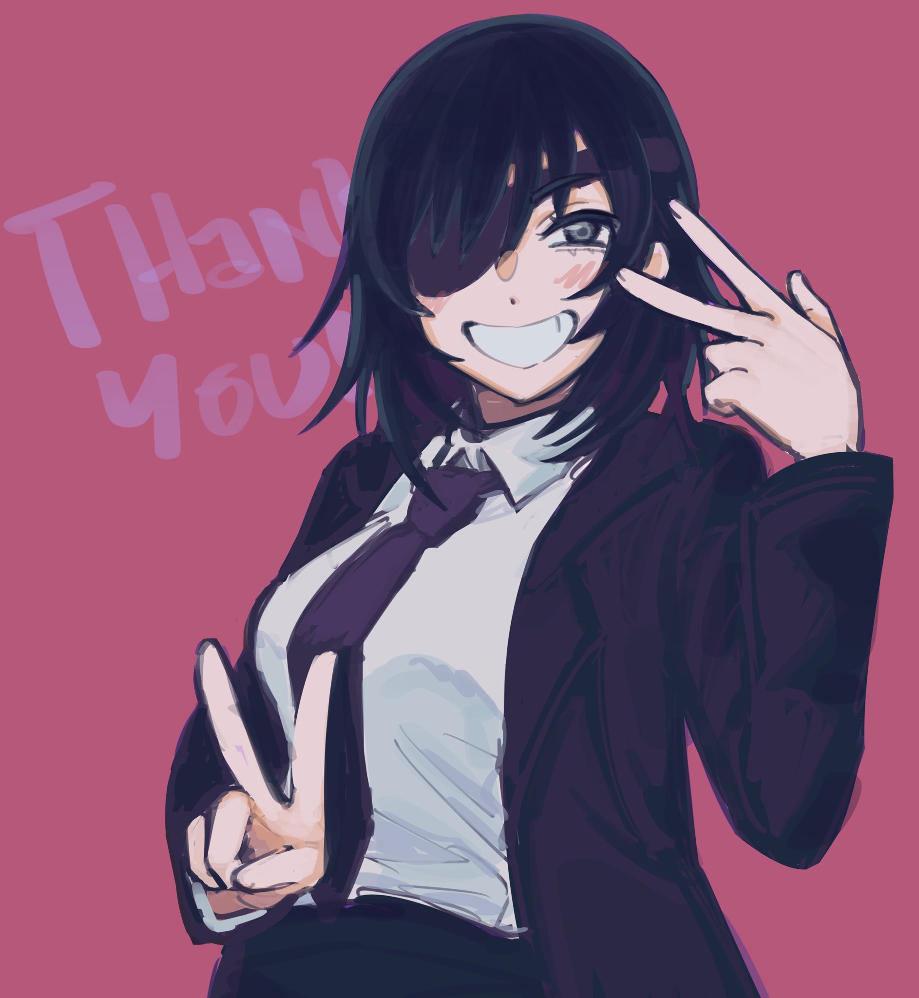 The Big ImageBoard (TBIB) - 1girl black hair black necktie breasts ...