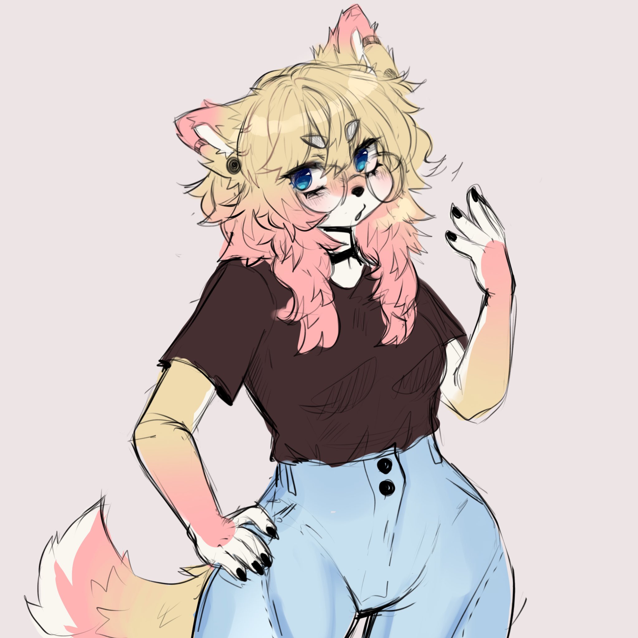 The Big ImageBoard (TBIB) - 1:1 anakoluth anthro aska (anakoluth) big breasts black nails blonde ...