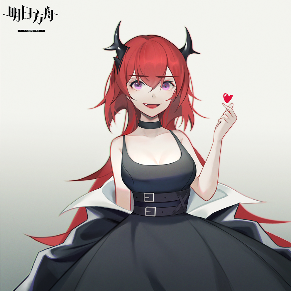 The Big ImageBoard (TBIB) - 1girl :d arknights bare shoulders black choker black coat black ...