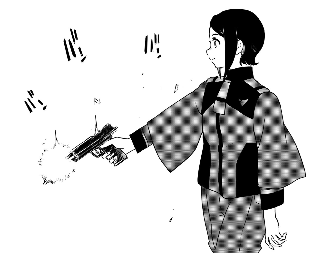 The Big ImageBoard (TBIB) - 1girl firing from side gouta (nagishiro6624) greyscale gun gundam ...