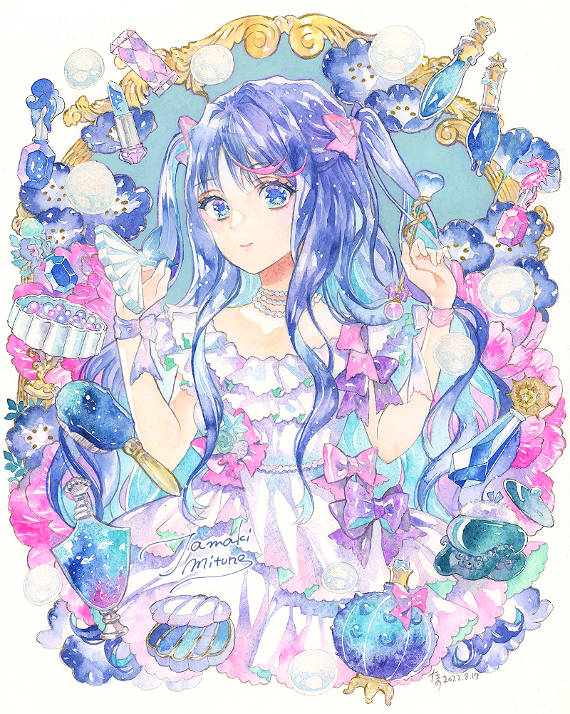 The Big Imageboard Tbib 1girl Blue Background Blue Eyes Blue