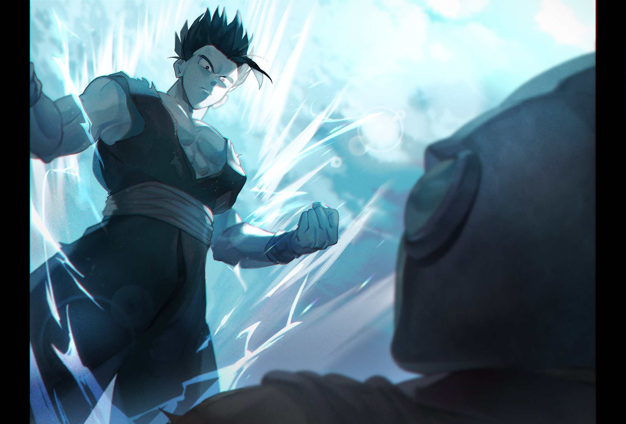 The Big ImageBoard (TBIB) - 2boys anger vein aura black hair dougi ...