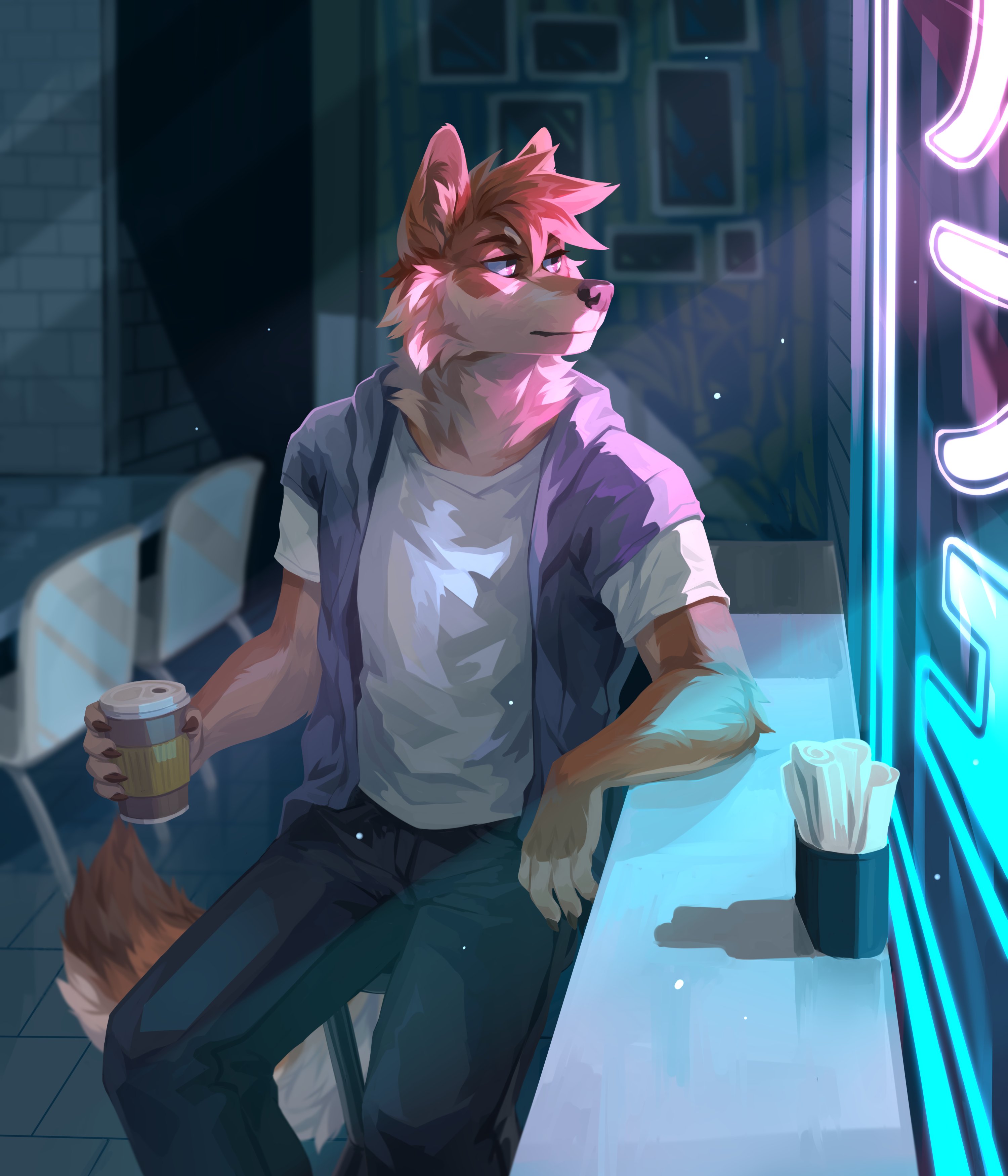 The Big ImageBoard (TBIB) - absurd res anthro black bottomwear black clothing black pants blue ...