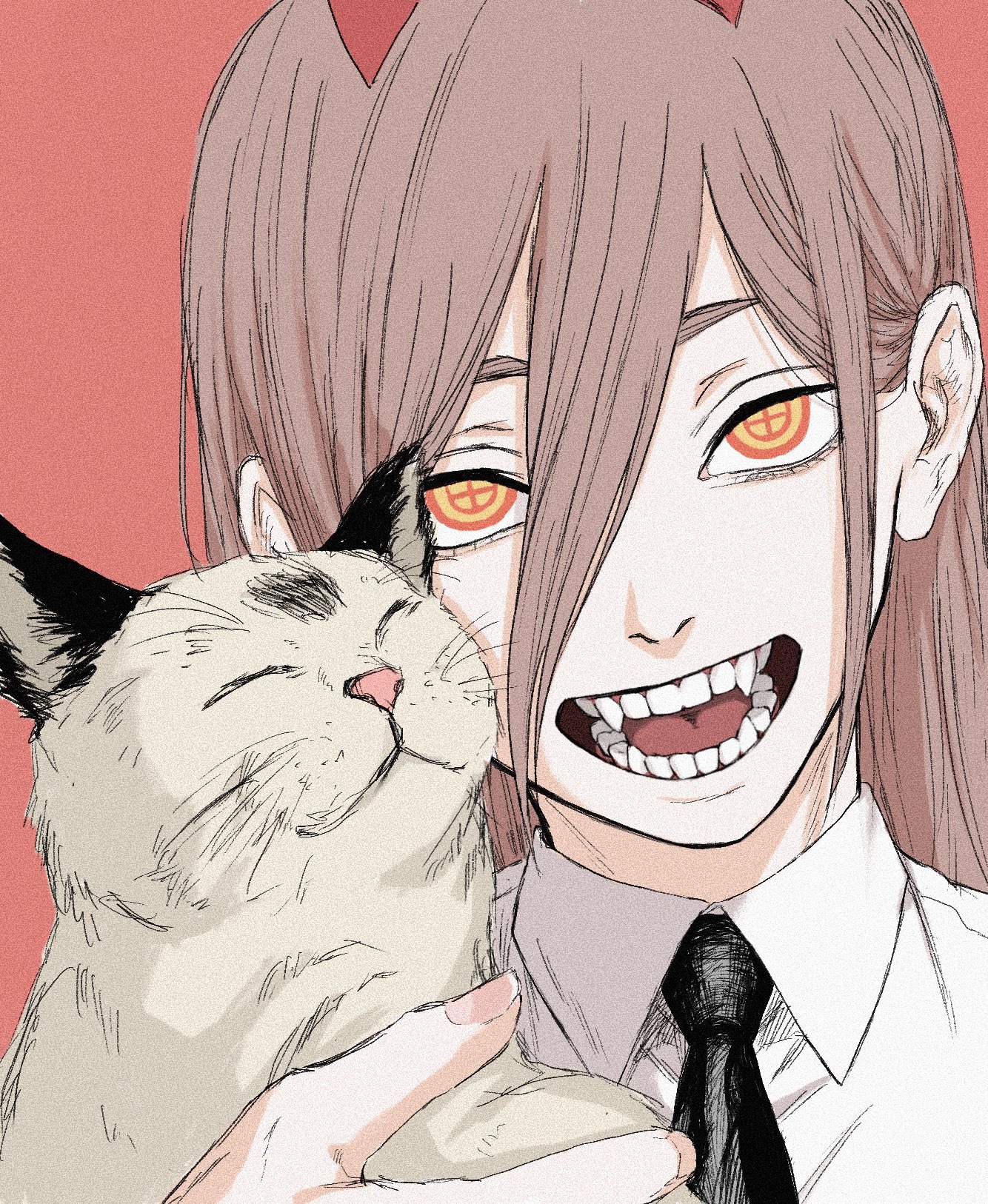 The Big ImageBoard (TBIB) - 1girl black necktie cat chainsaw man closed ...