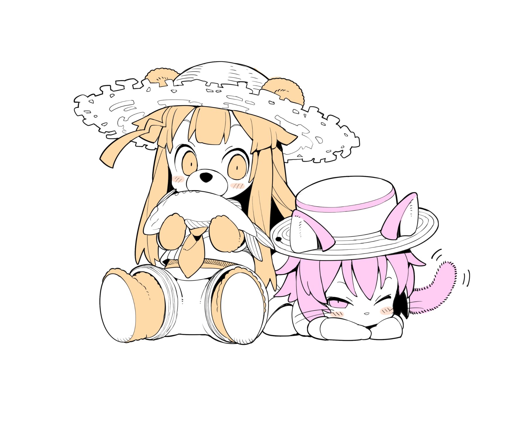 The Big ImageBoard (TBIB) - 2girls ahoge animal animal ears bear ears blush stickers brown eyes ...