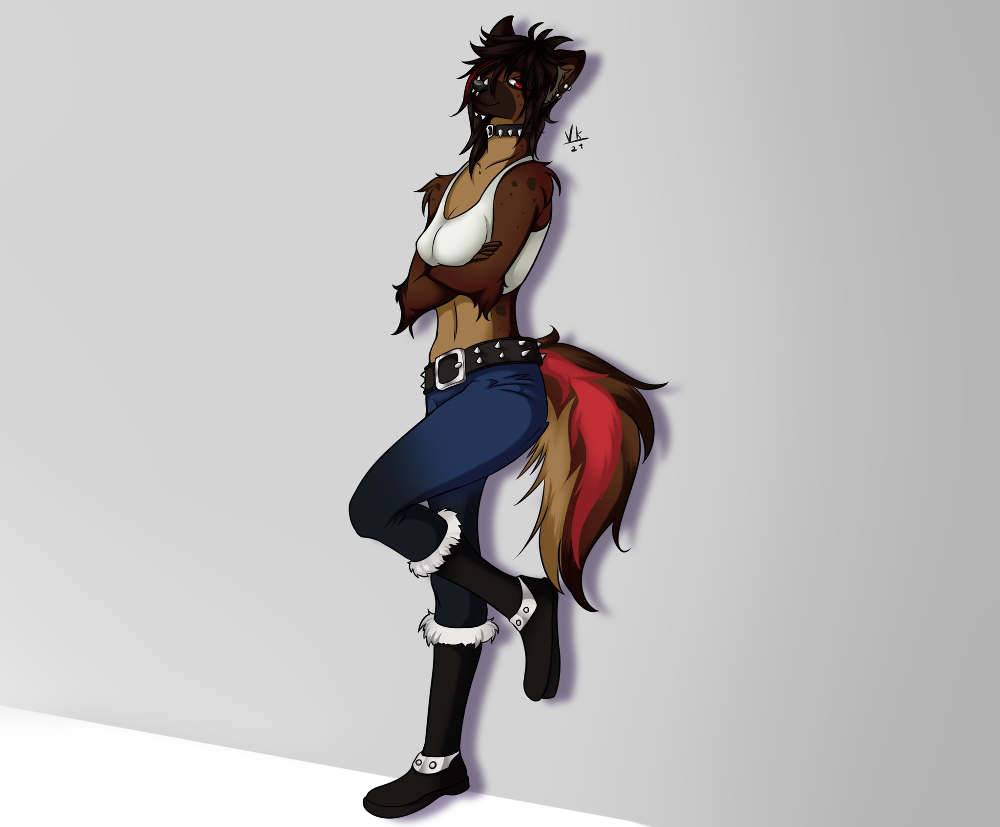 The Big ImageBoard (TBIB) - anthro belt boots bottomwear chin piercing clothing collar crossed ...