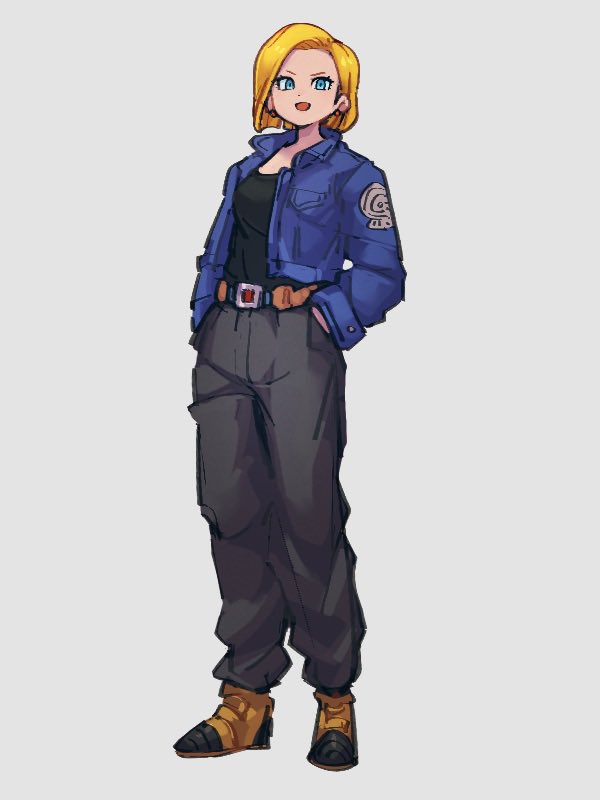 The Big ImageBoard (TBIB) - 1girl android 18 black pants black shirt ...