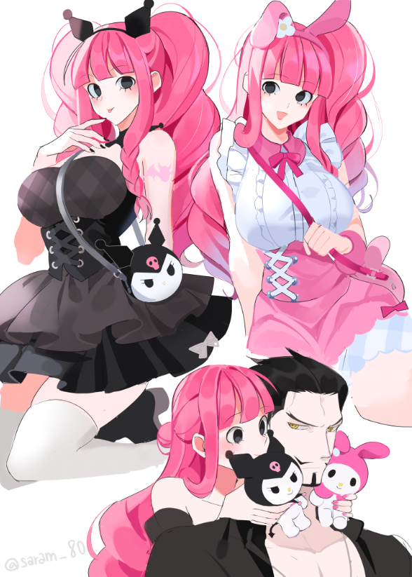 The Big ImageBoard (TBIB) - 1boy 1girl animal ears bag black dress black eyes black hair blunt ...