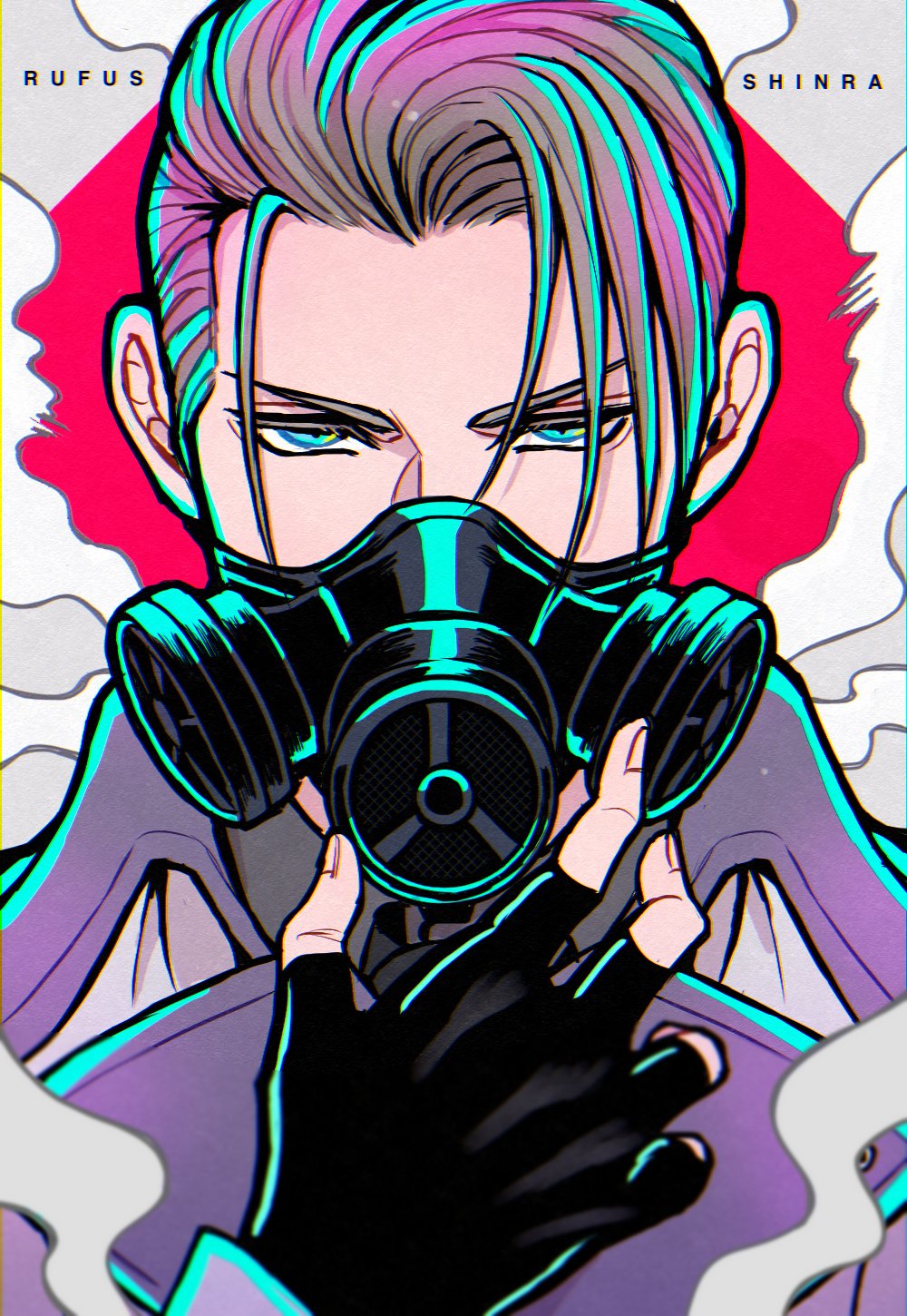 The Big ImageBoard (TBIB) - 1boy asymmetrical hair black gloves black necktie blonde hair blue ...