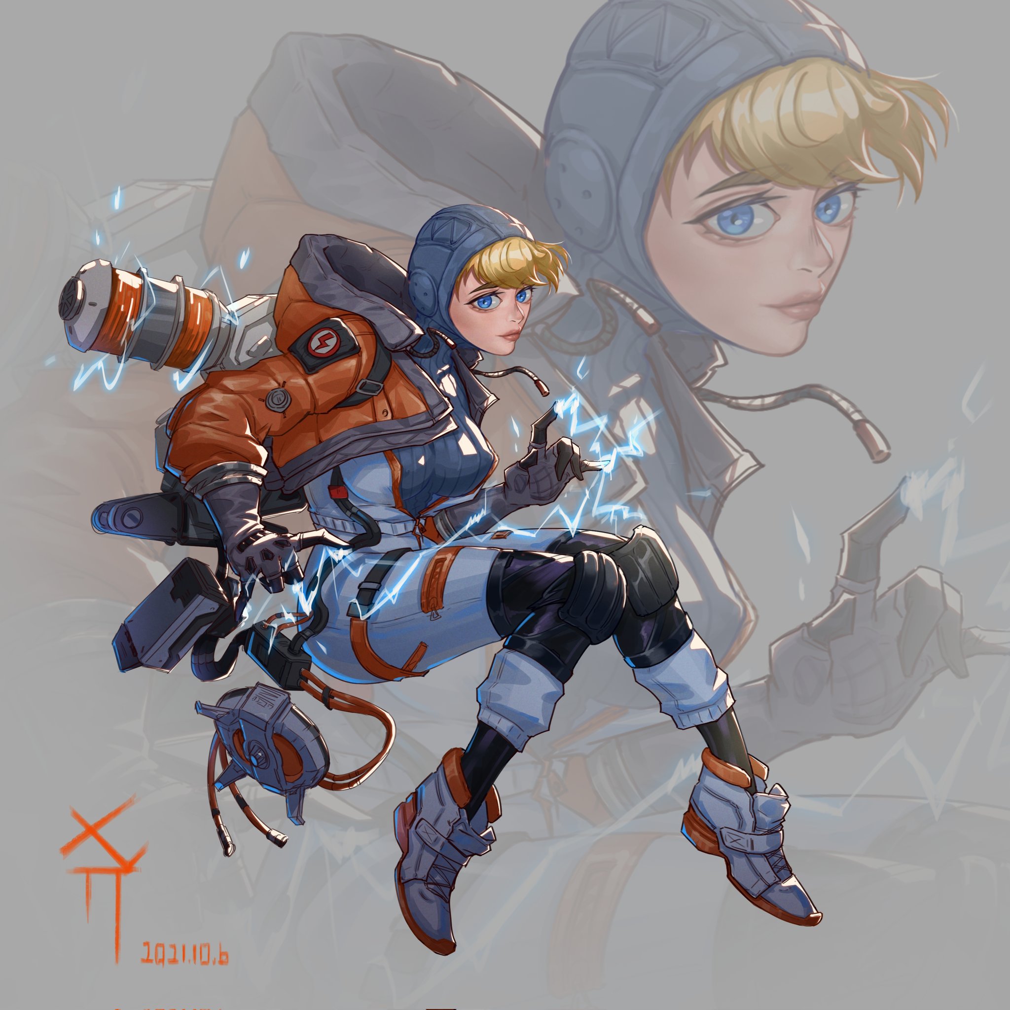 The Big ImageBoard (TBIB) - 1girl apex legends backpack bag blonde hair blue bodysuit blue eyes ...