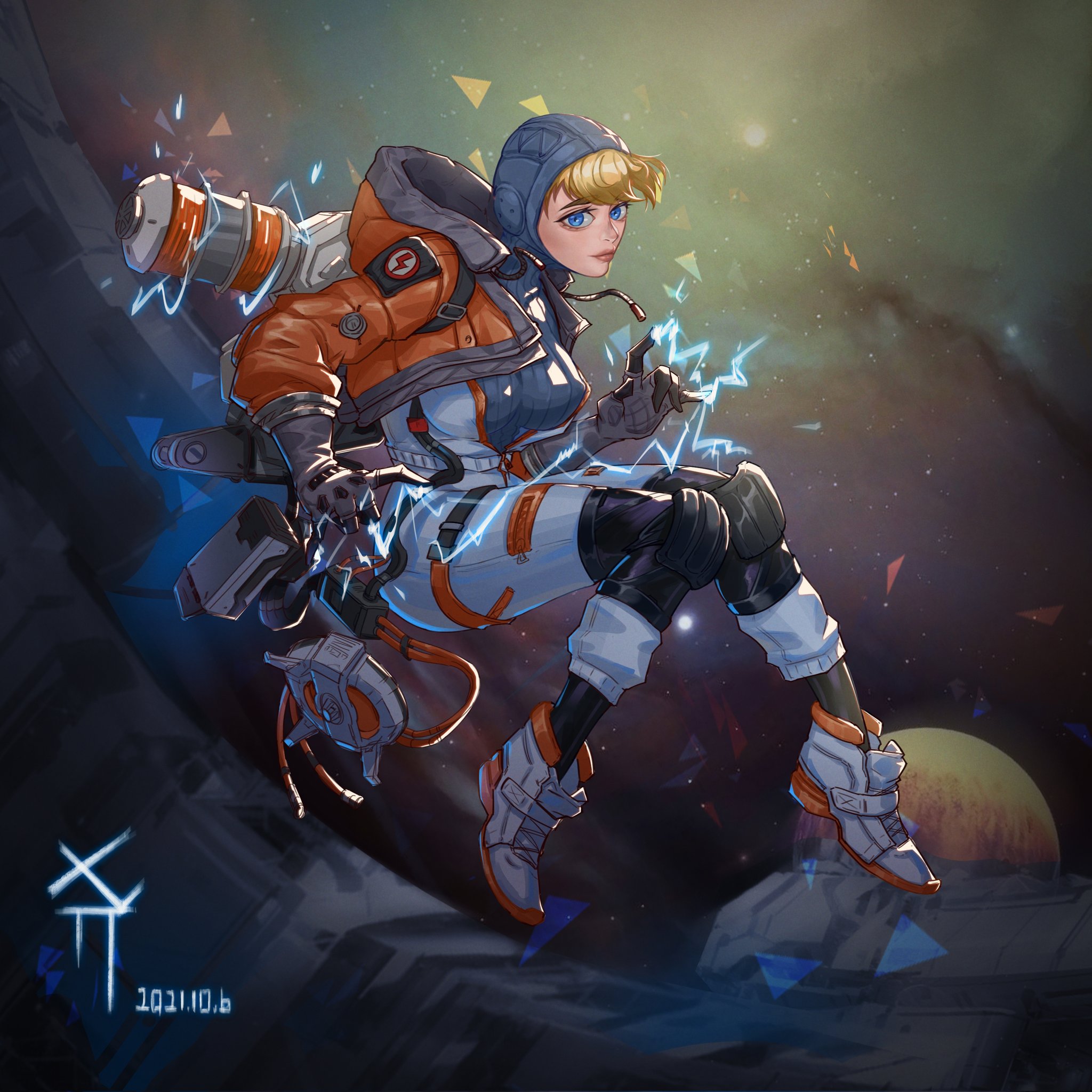 The Big ImageBoard (TBIB) - 1girl apex legends backpack bag blonde hair blue bodysuit blue eyes ...