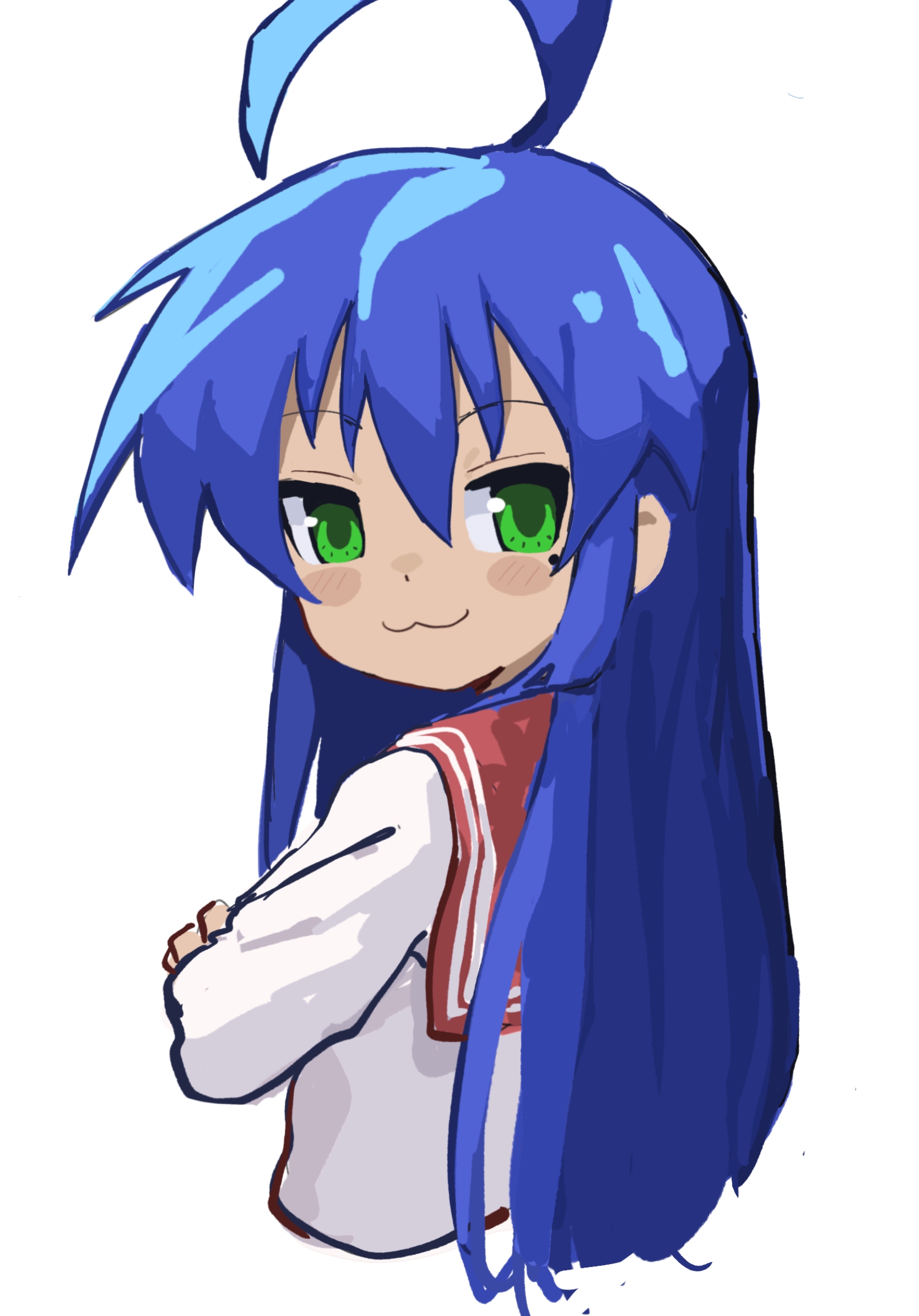 The Big ImageBoard (TBIB) - 1girl :3 ahoge blue hair blush stickers ...
