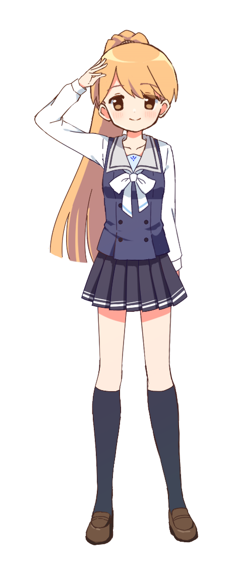 The Big ImageBoard (TBIB) - 1girl arm at side arm up black skirt black socks blue vest blunt ...