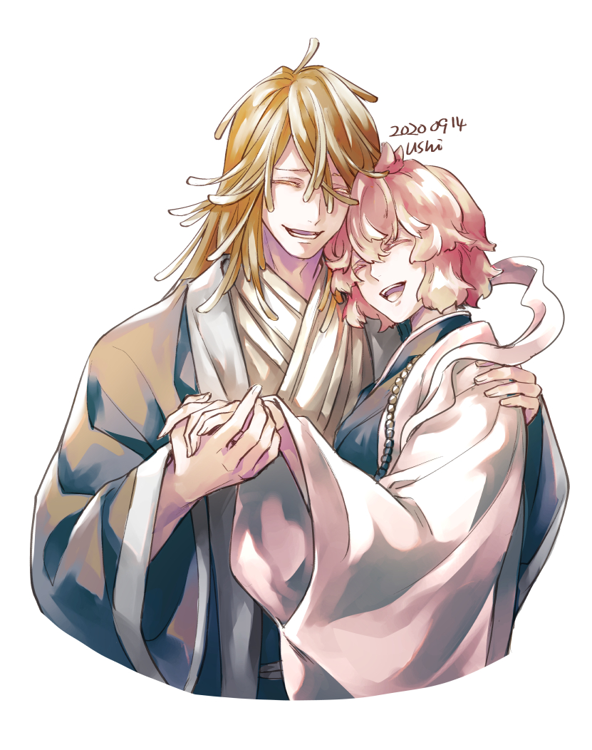 The Big ImageBoard (TBIB) - 1boy 1girl beads black kimono blonde hair ...