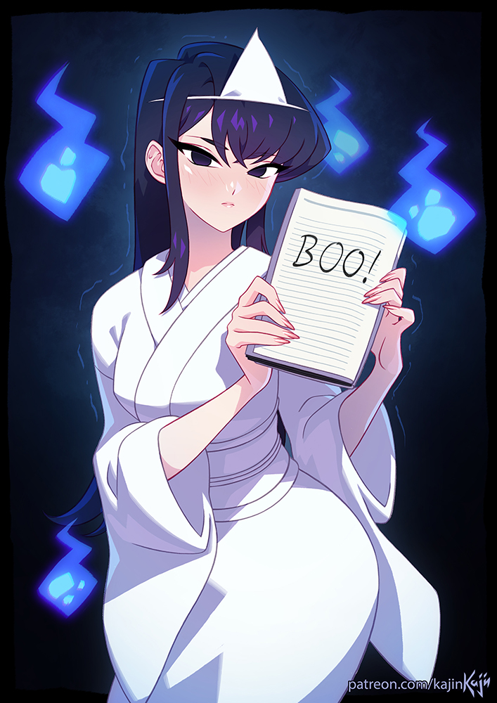 The Big ImageBoard (TBIB) - 1girl artist name black background black border black hair blue ...