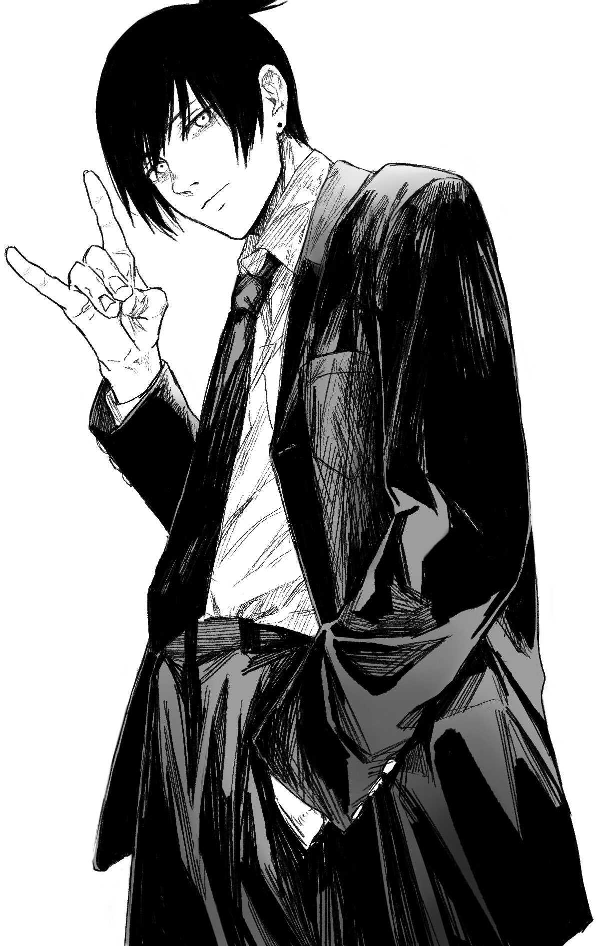 The Big ImageBoard (TBIB) - 1boy bangs belt chainsaw man closed mouth ...