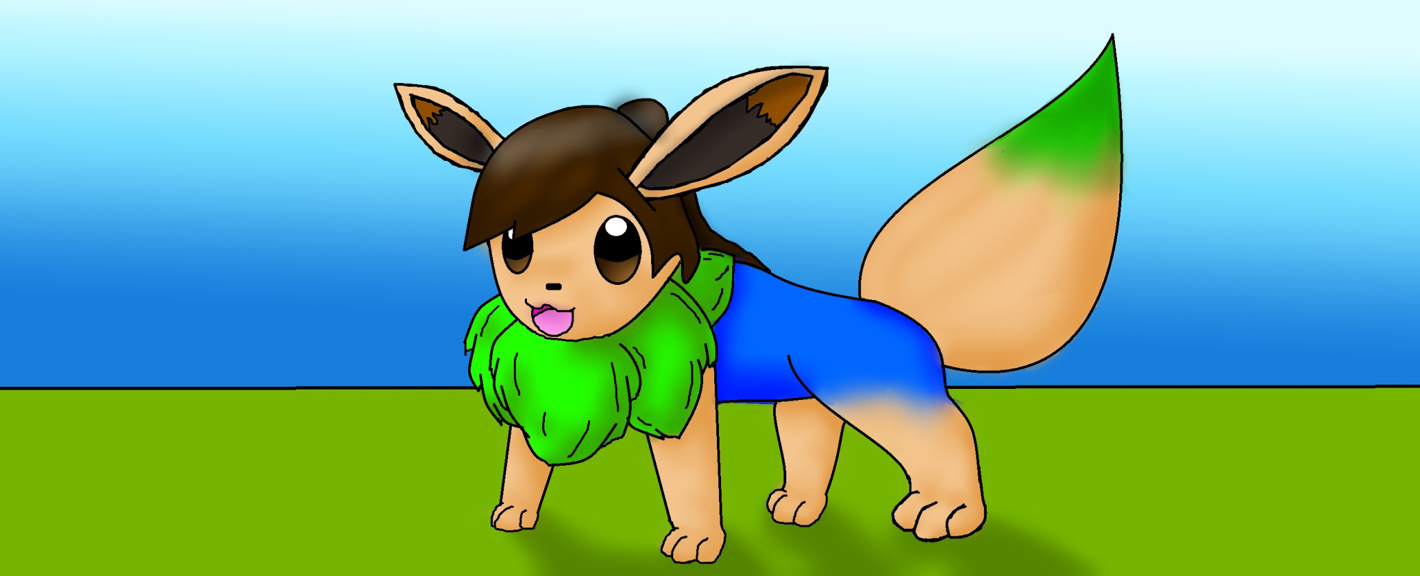 The Big Imageboard Tbib All Fours Bangs Blue Body Blue Fur Brown Eyes Brown Hair Chest Tuft