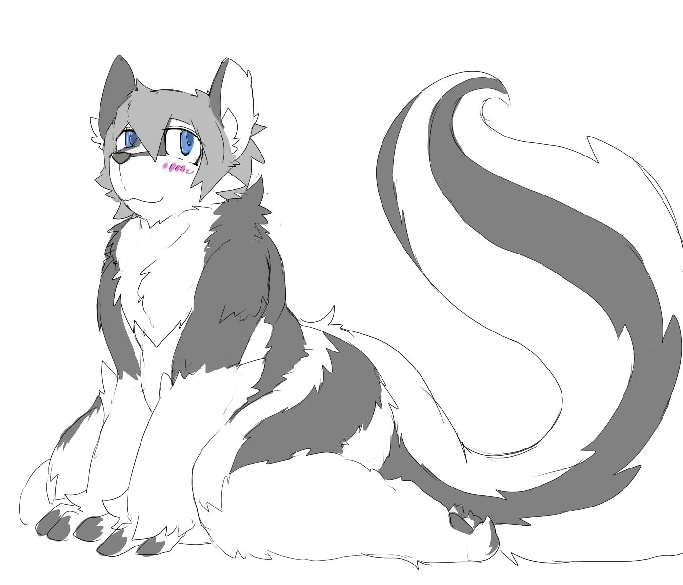 The Big ImageBoard (TBIB) - ambiguous gender anthro big tail black body black fur blue eyes ...