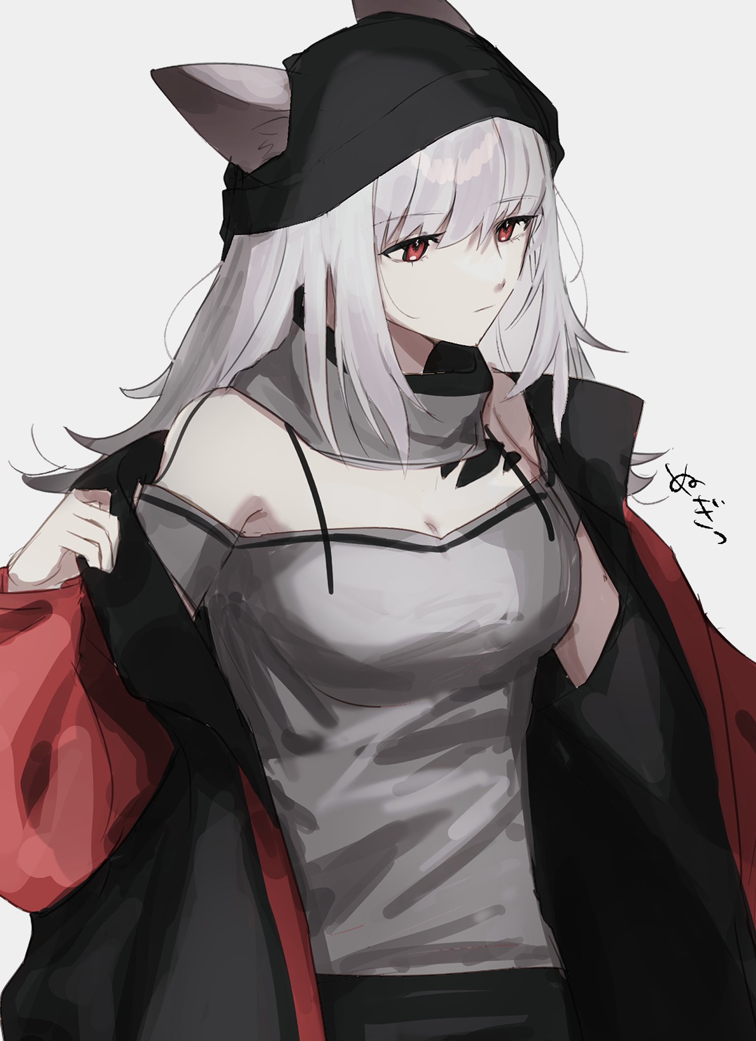 The Big ImageBoard (TBIB) - 1girl animal ears arknights beanie black headwear breasts cleavage ...