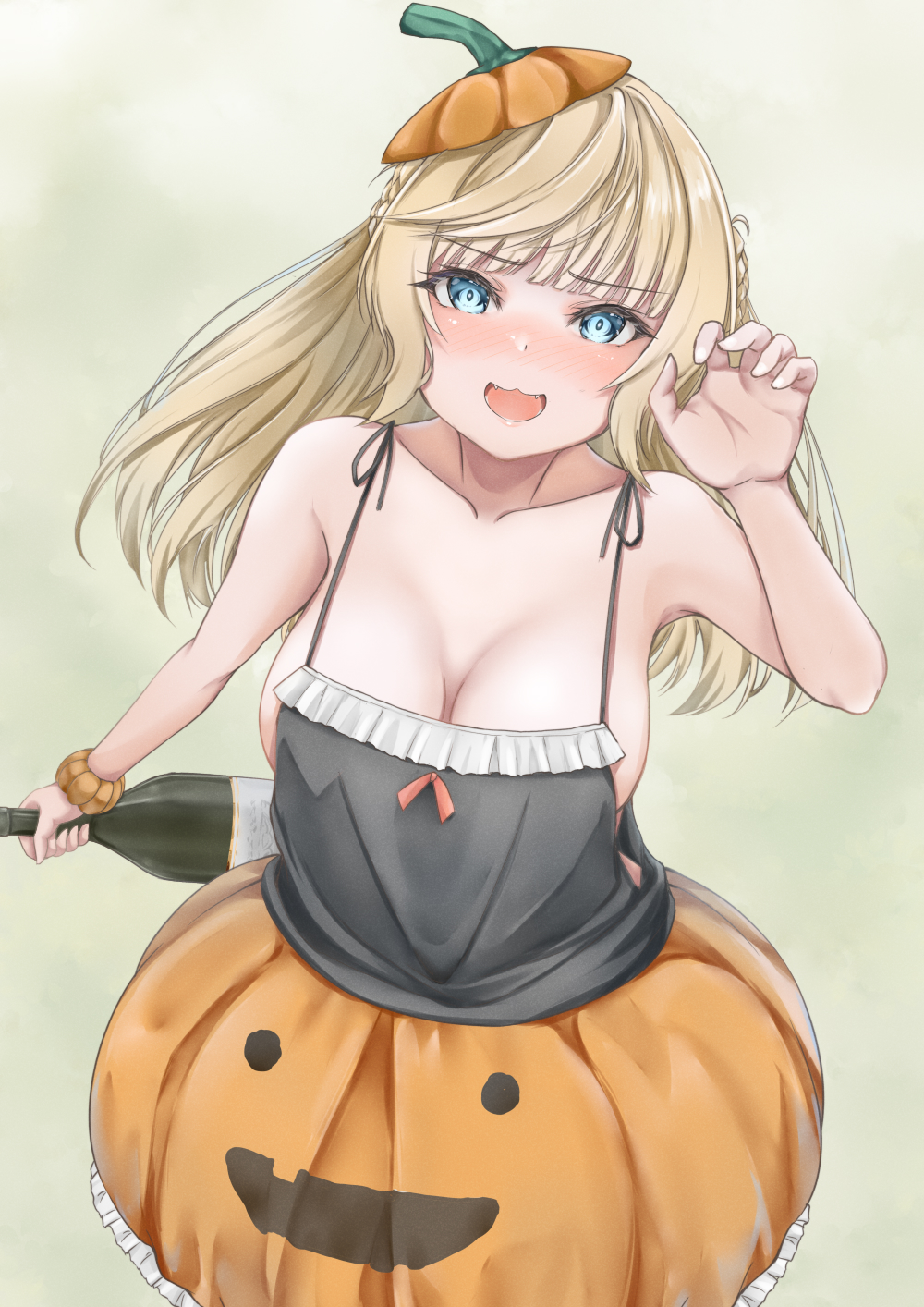 The Big ImageBoard (TBIB) - 1girl black tank top blue eyes blush bottle braid breasts cosplay ...