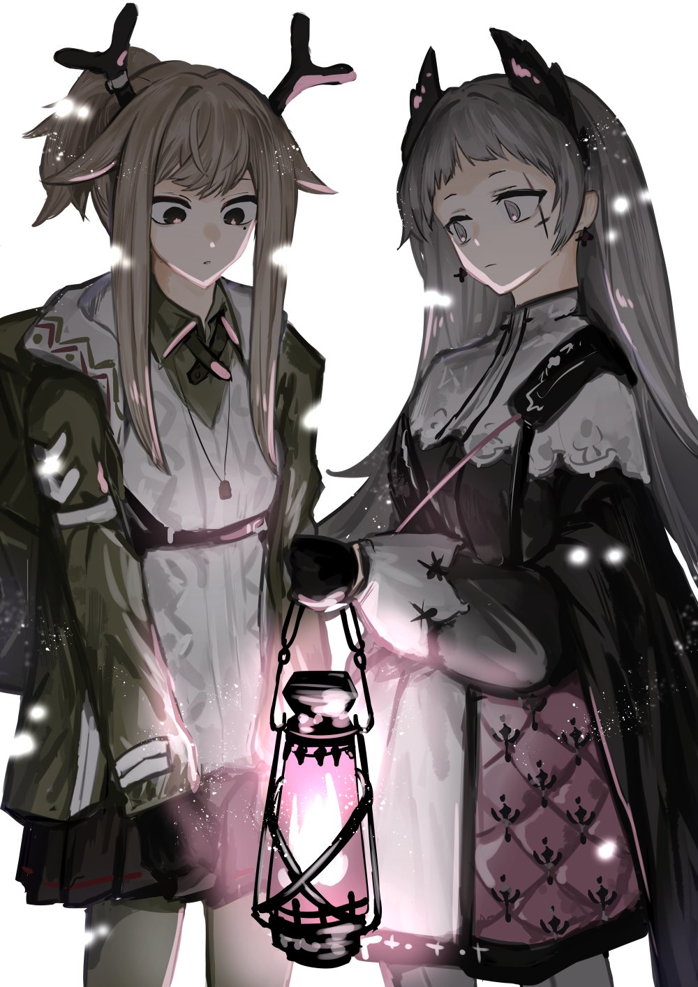The Big ImageBoard (TBIB) - 2girls antlers arknights black eyes black gloves earrings firewatch ...
