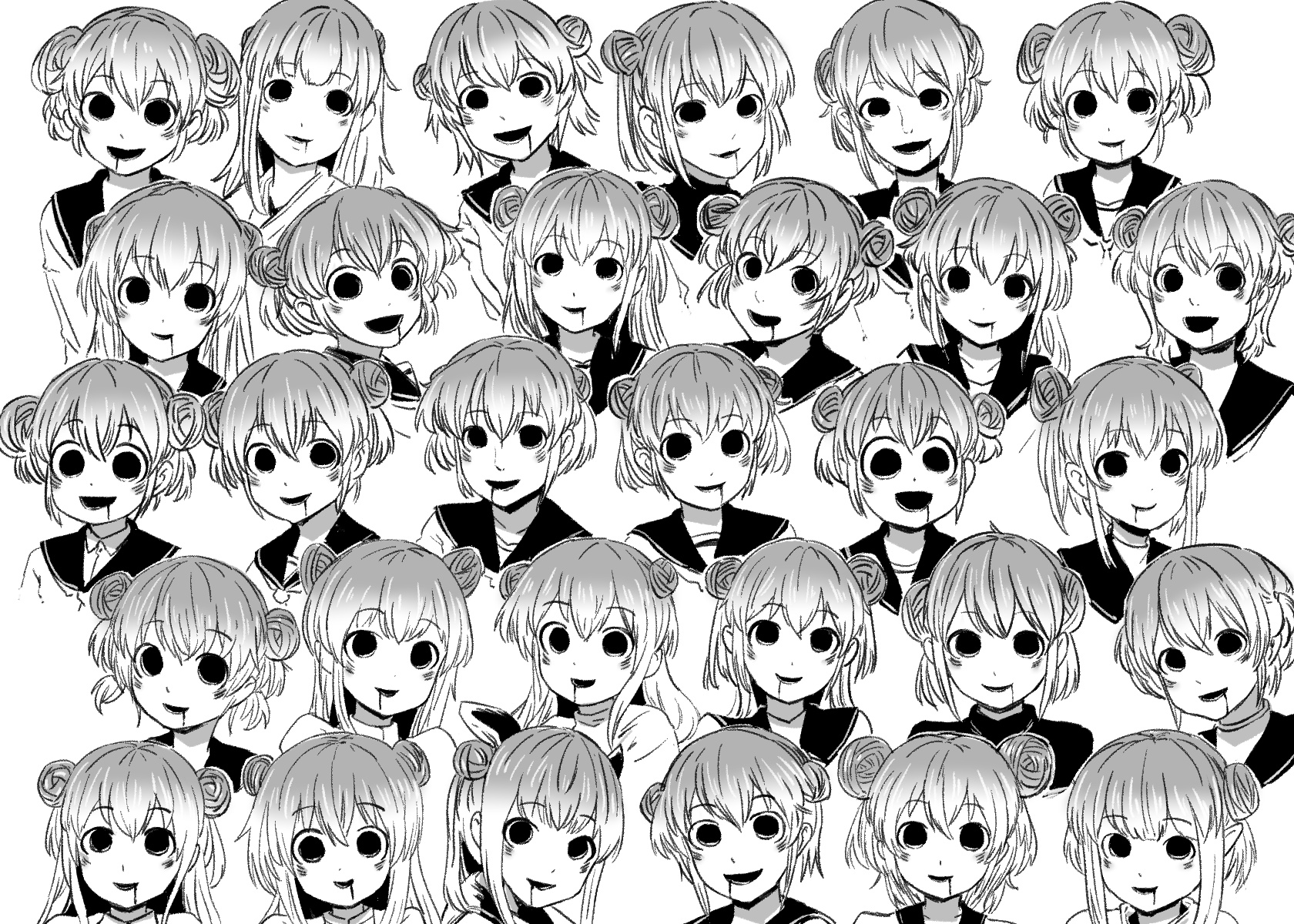 The Big Imageboard Tbib 4shi Black Sailor Collar Blank Eyes Blush