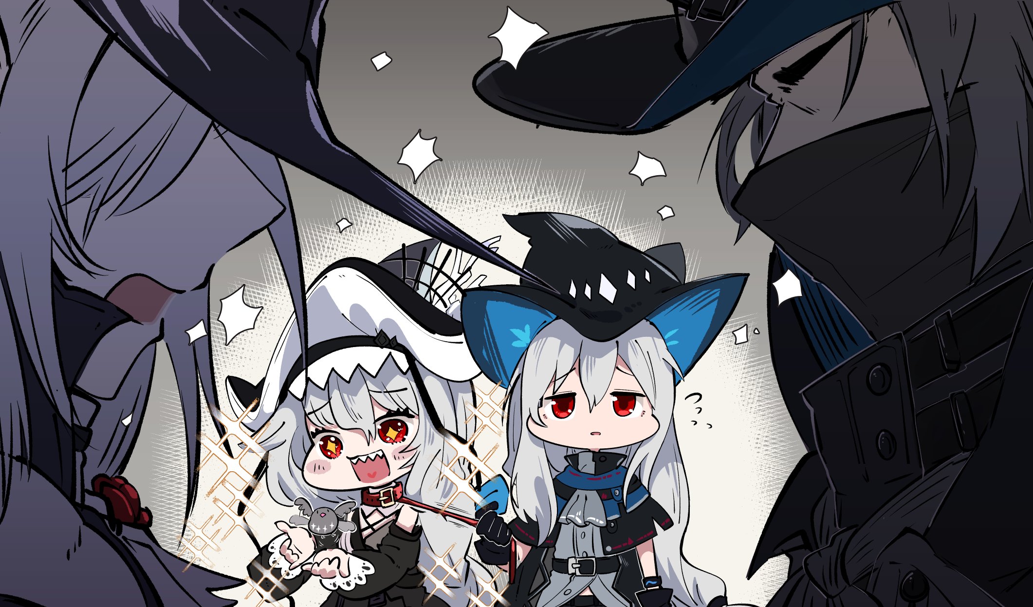 The Big ImageBoard (TBIB) - 1boy 3girls :d arknights bangs bare shoulders belt black gloves ...